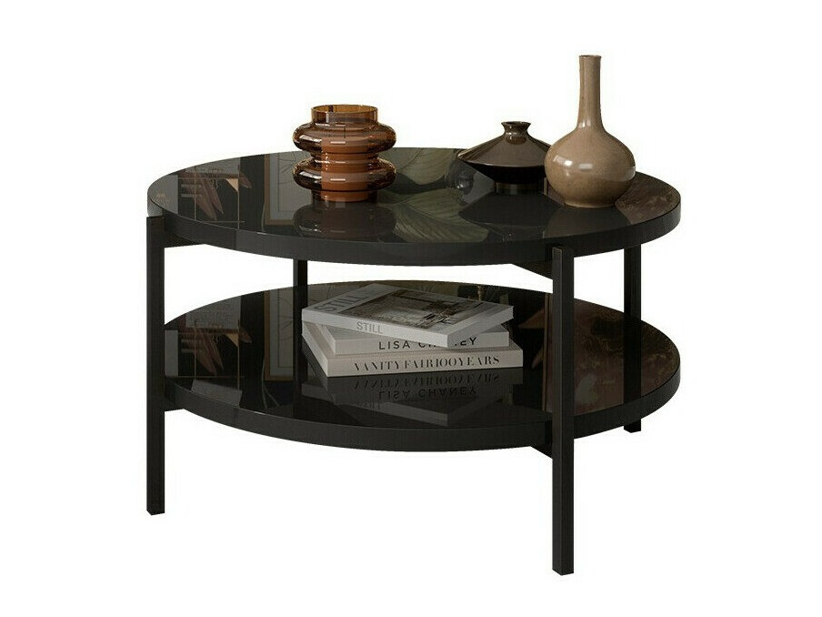 Table basse Providence 177, Noir brillant, Noir, 43cm, Diamètre: 85 ...