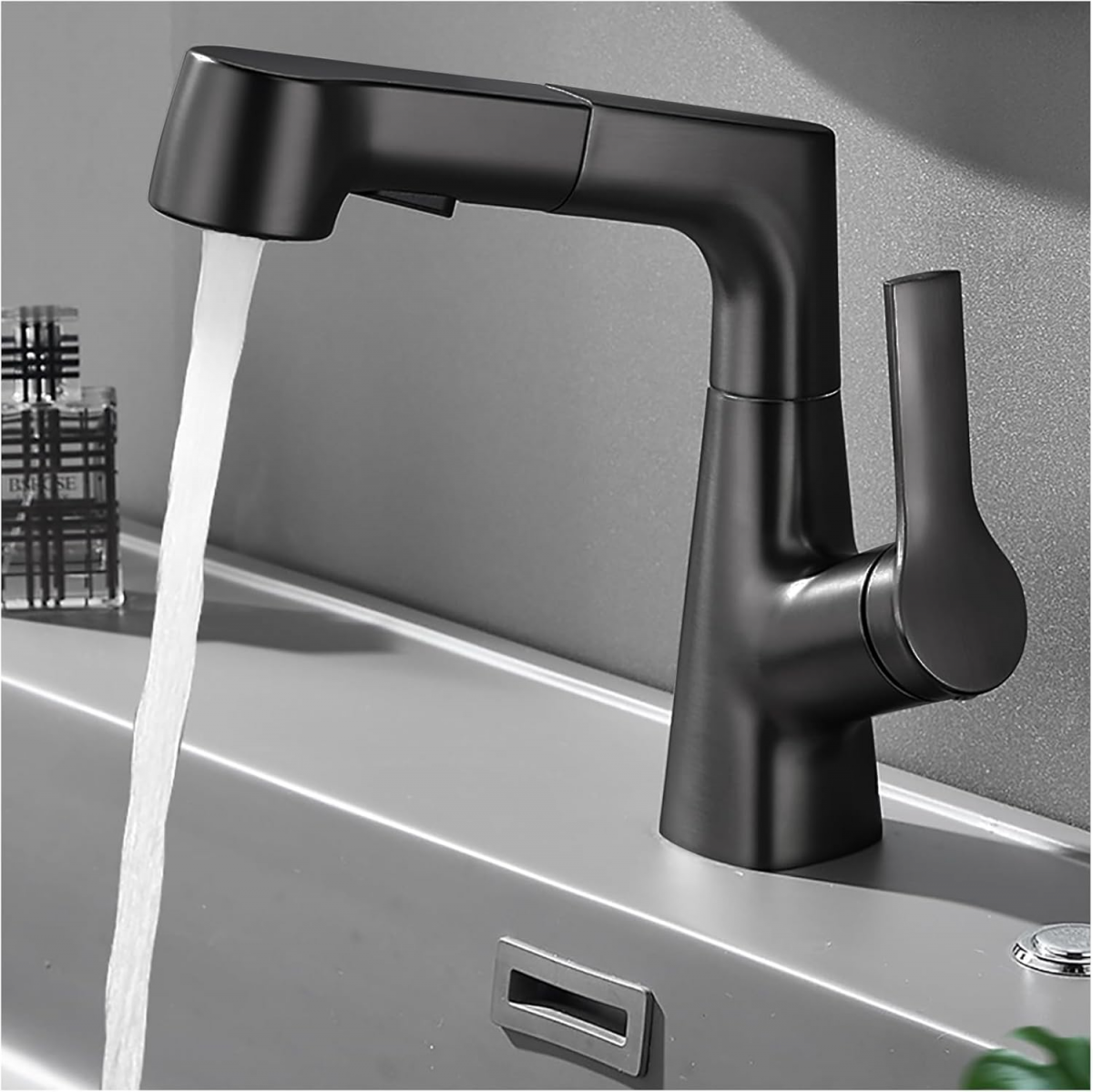 Grifo de cocina negro con pulverizador, flexible, giratorio a 360 ...