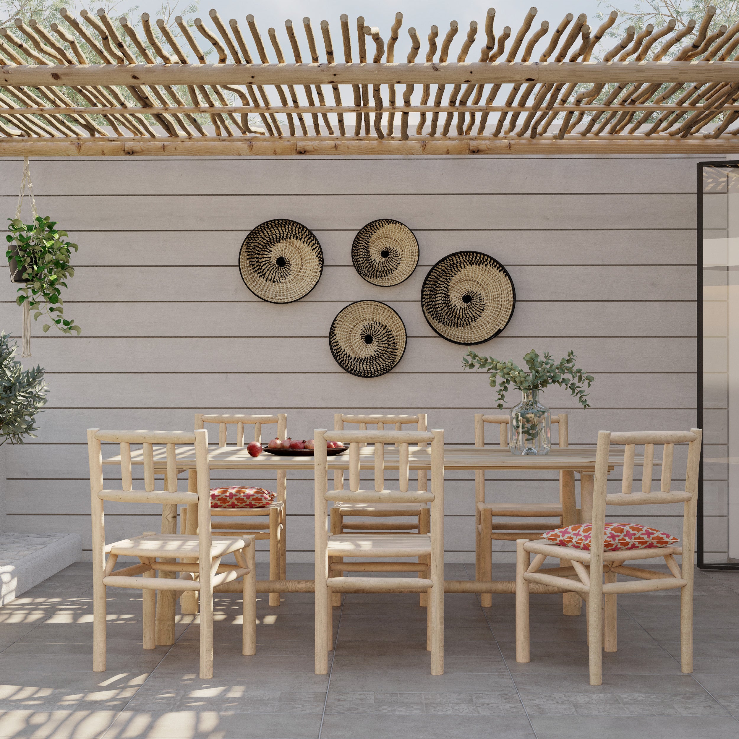 Table de jardin 220 cm en branche de teck - Morillo | Leroy Merlin