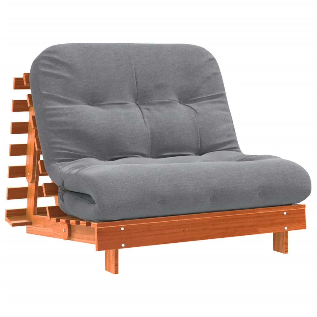 Divano Letto Divano convertibile Futon con Materasso Marrone Cera 100x206x11cm Pino CFW181800 Leroy Merlin