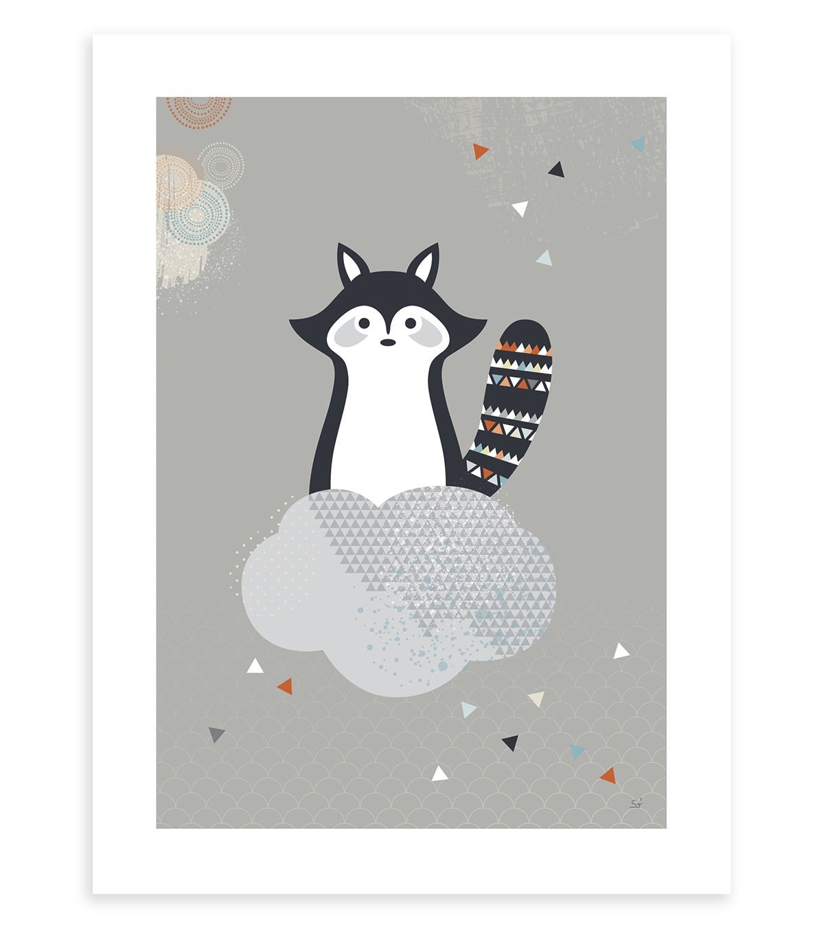 Affiche raton laveur et nuage 30x40 cm, Lilipinso | Leroy Merlin