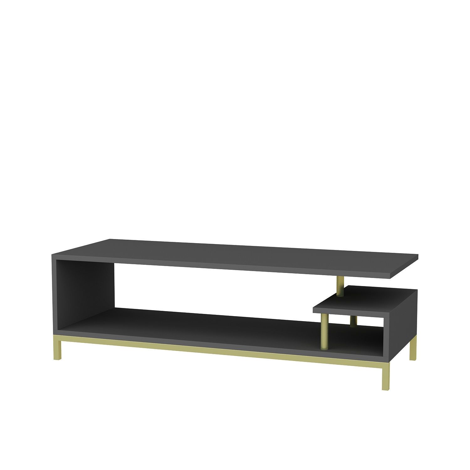 Meuble Tv design Kyrisa L120cm Métal Or et Bois Anthracite | Leroy Merlin