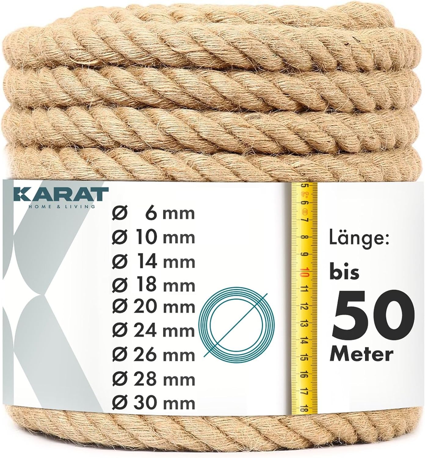 KARAT > Corde en Jute Torsadée Arnold, Diamètre 10 mm, 15 Mètres ...