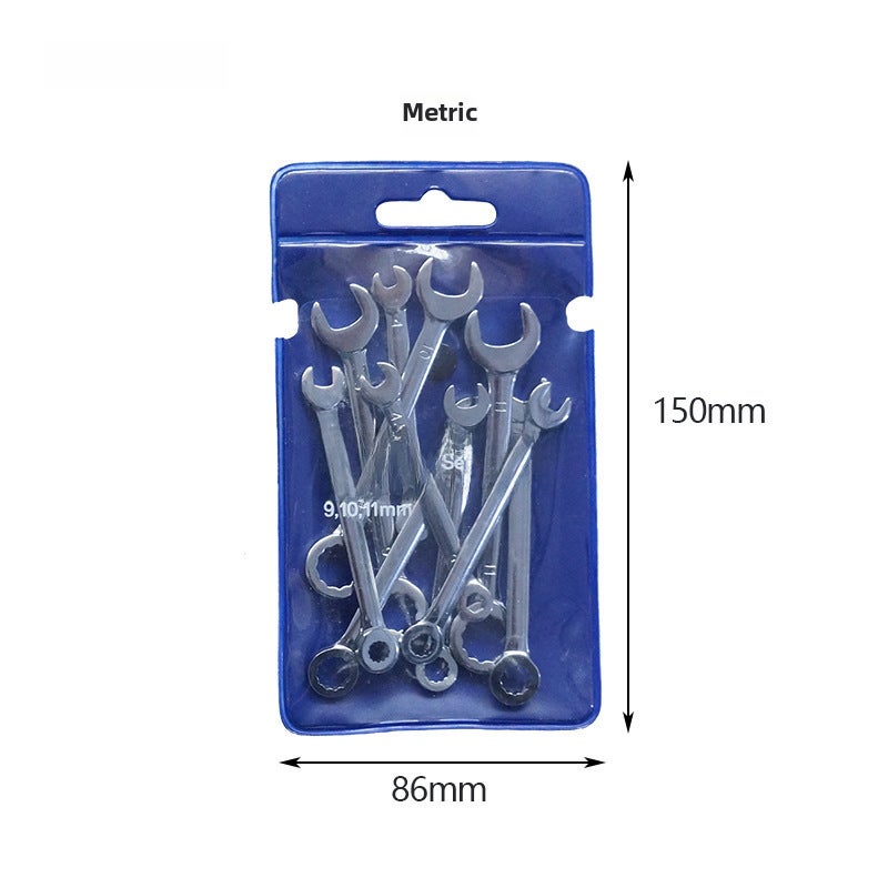 Jeu de clés à pipe et anneau mini métriques, 10 pièces, Poche, Cross ...
