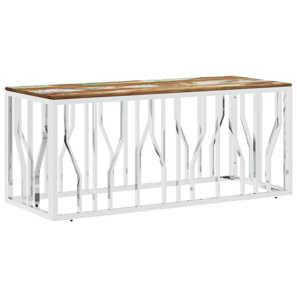 Mesa De Centro Acero Inoxidable Y Madera Reciclada Plateada Leroy Merlin