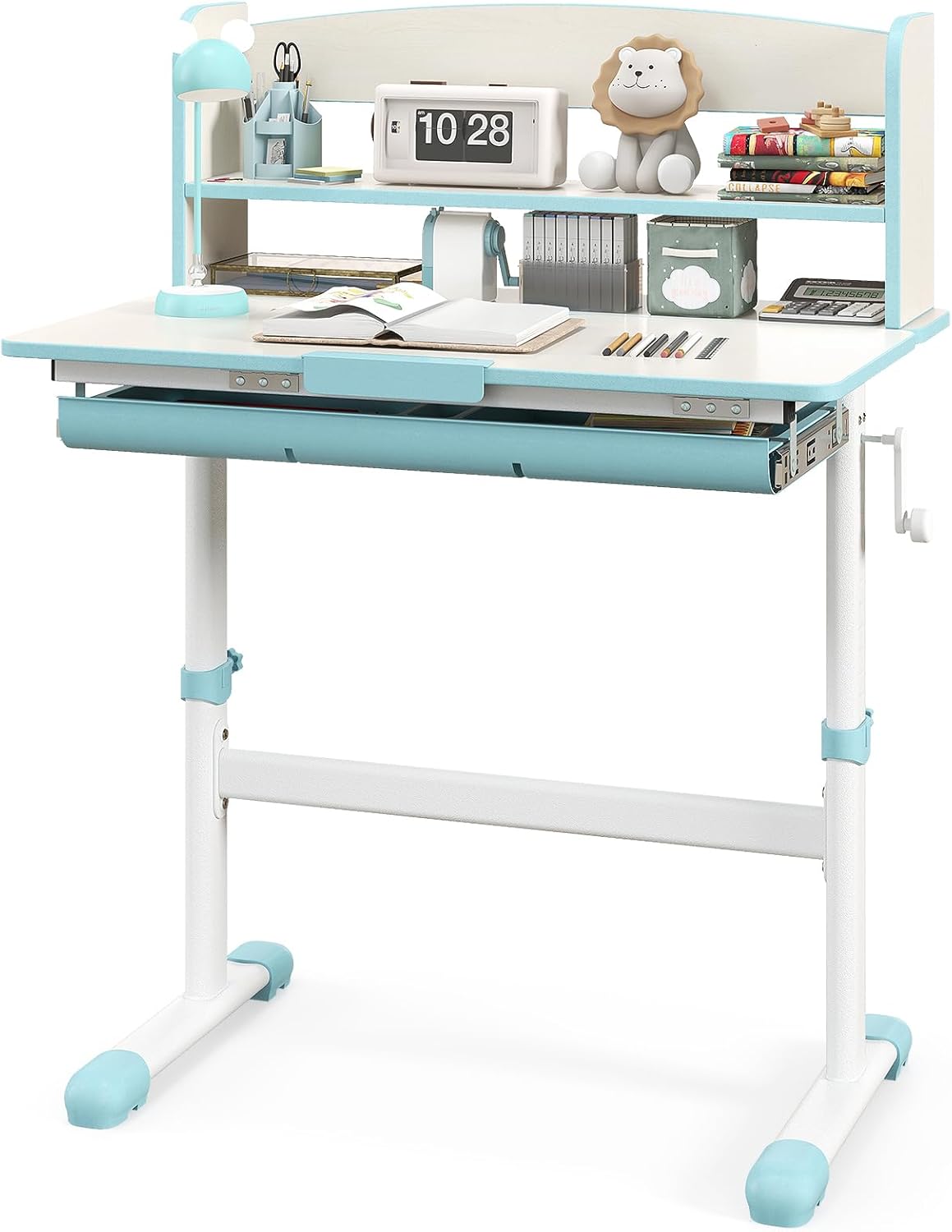 Bureau Enfant, Table d'Étude Réglable en Hauteur avec Rangement ...