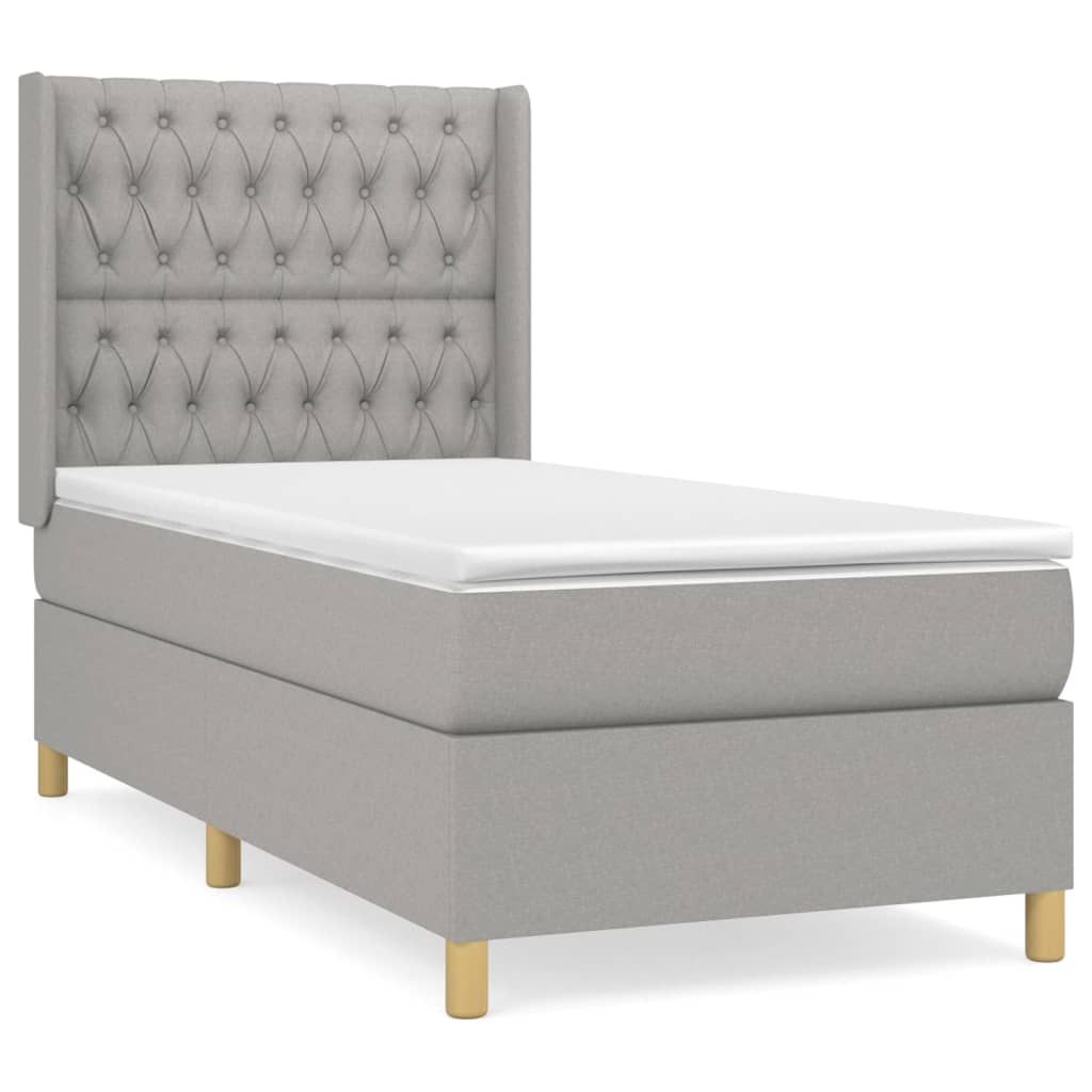 Lit simple | Lit Adulte | Lit à sommier tapissier avec matelas Gris ...
