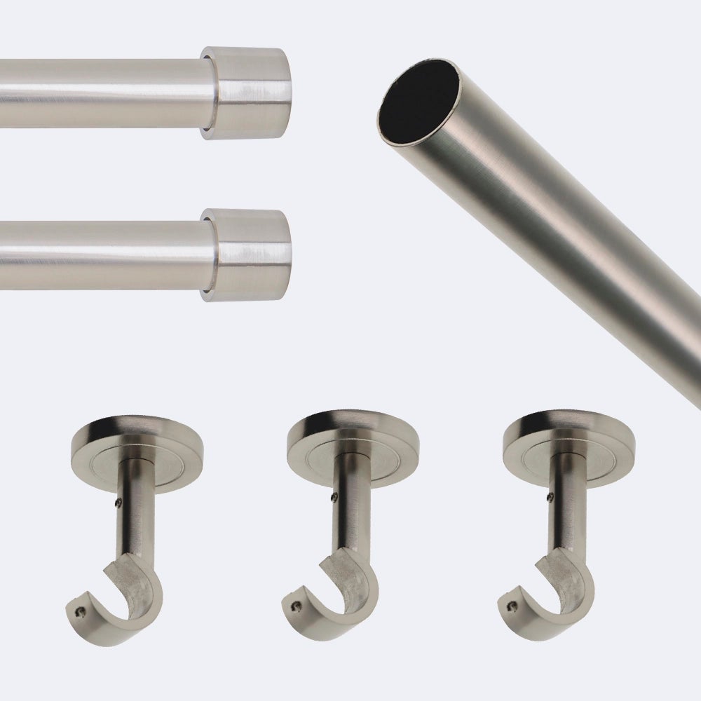 Kit barre à rideaux 2M50 Tendance 20mm Plafond Capuchon Nickel Mat ...