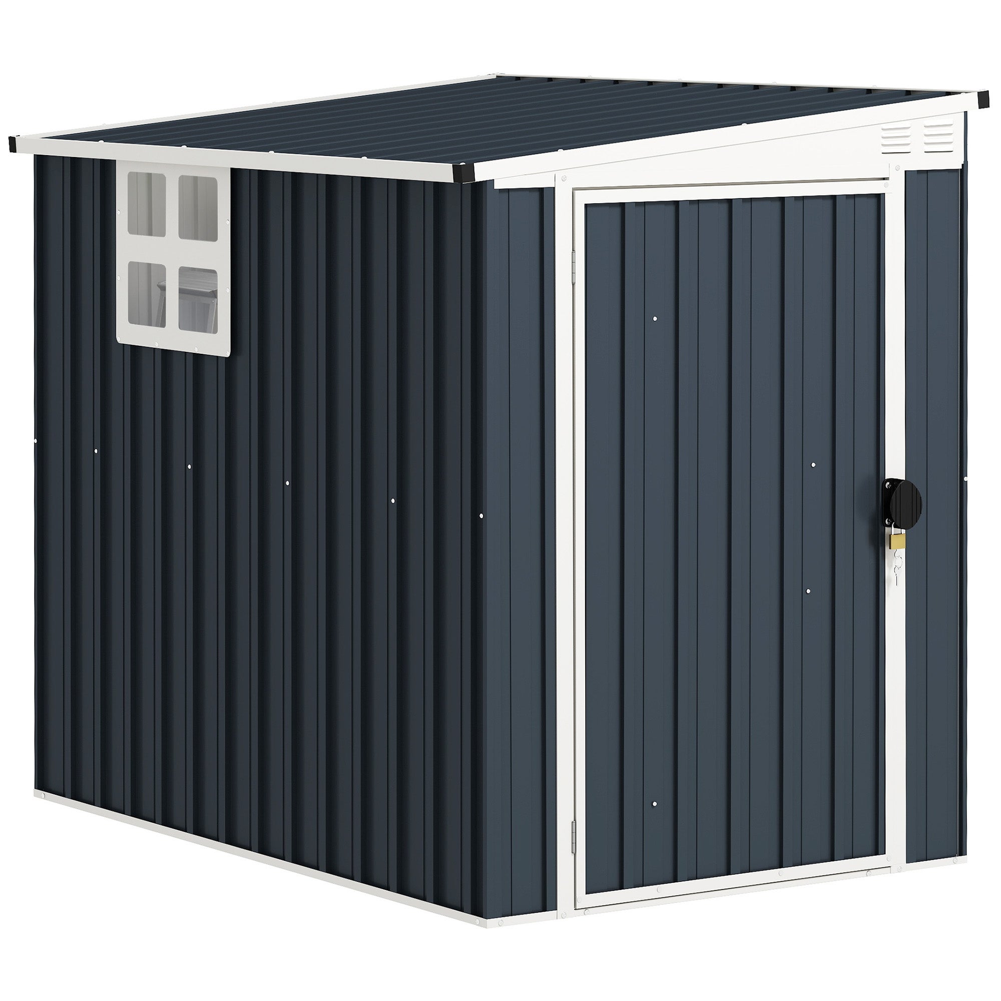 Caseta de jardín de acero de 1,2 x 1,9 m con puerta con cerradura y ...