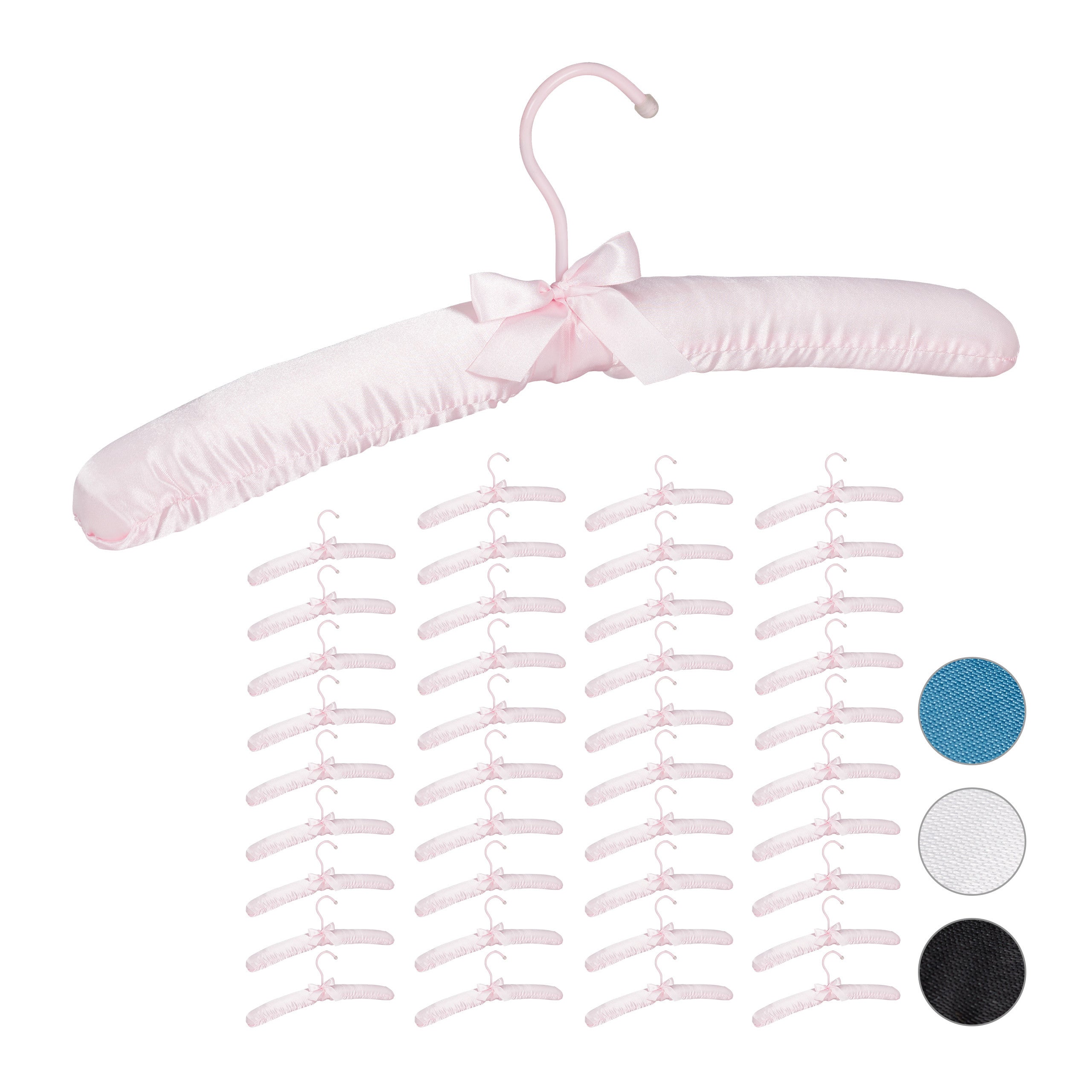 Pack de 40 Perchas Forradas de Raso con Lazo Decorativo, Madera-Tela ...