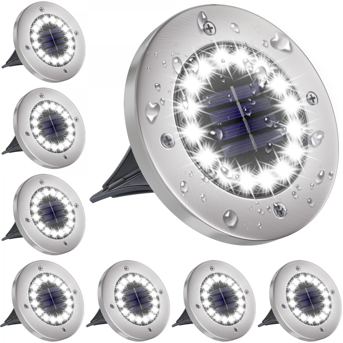 Lampes solaires au sol avec 16 LED, lumière solaire étanche, lumière de ...