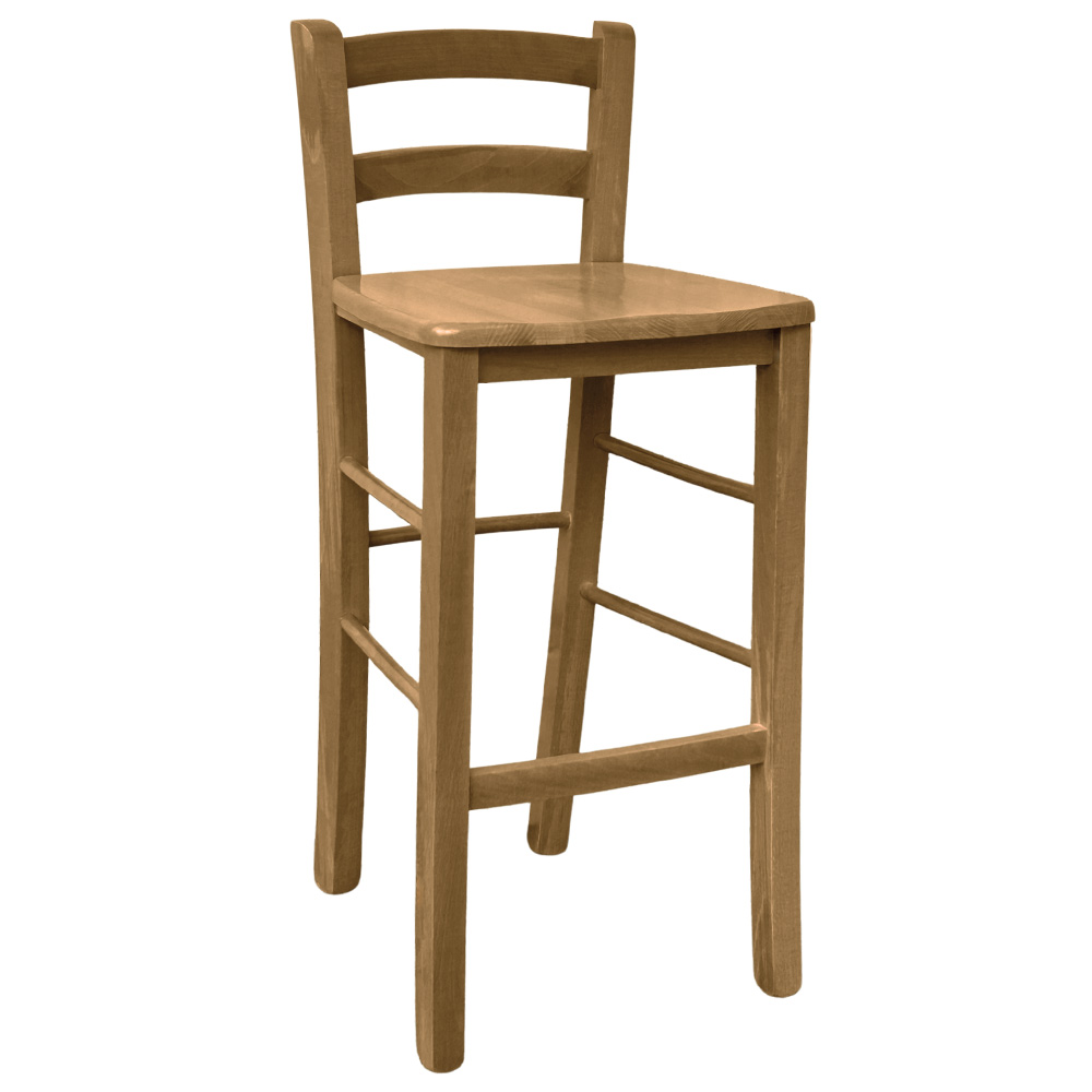 Tabouret de bar haut en bois h 67cm avec assise en noyer clair massif ...