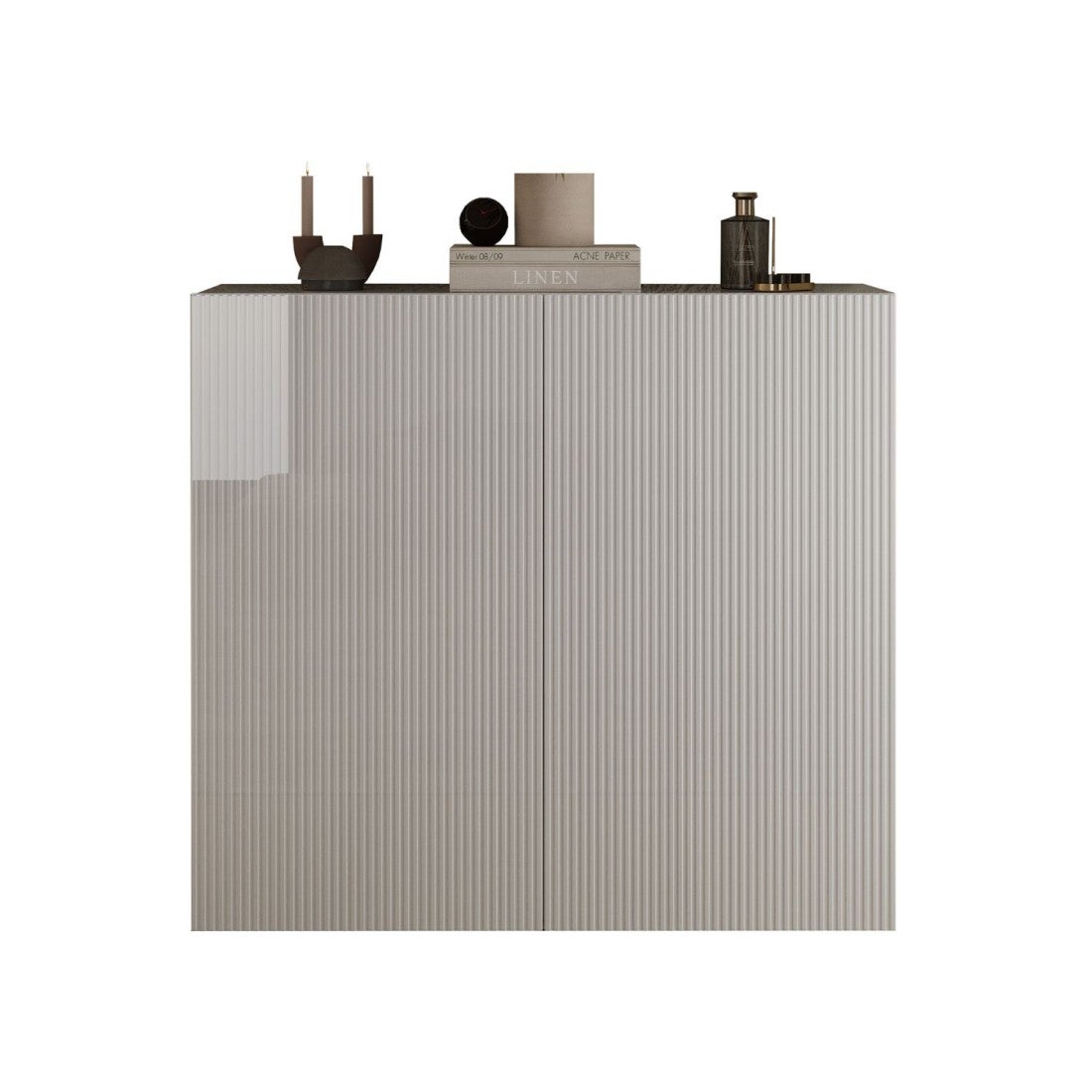 Buffet alto SCENA – L121 x H111 x P42 cm – 2 puertas – Blanco lacado ...