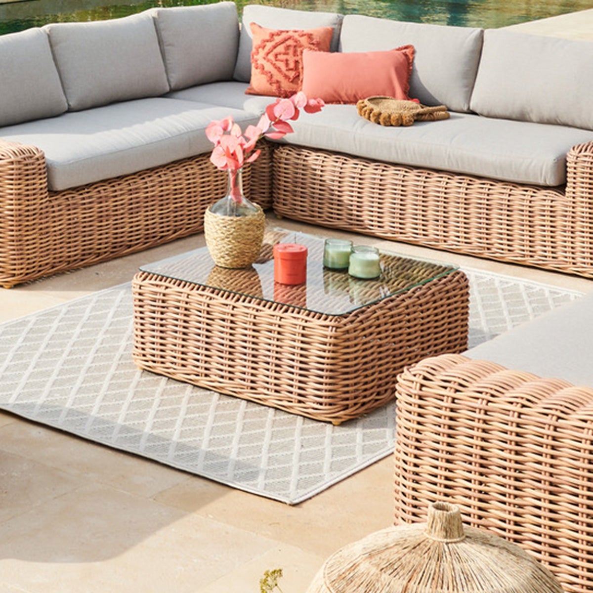 Hespéride - Mesa de centro cuadrada de jardín savinia tahini - 80 x 80 ...