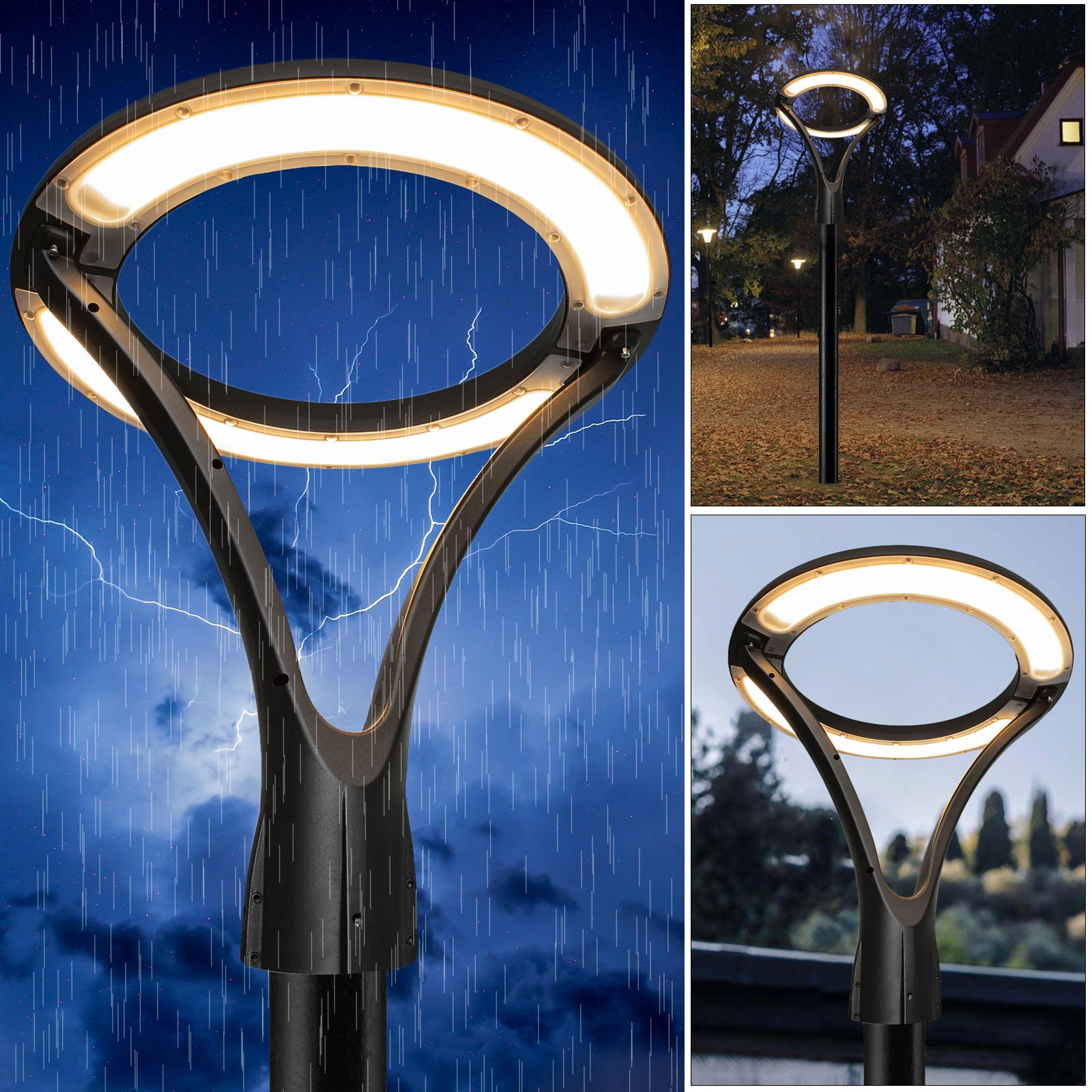 Lampione moderno LED 100W resa 930W cerchio fungo luminoso IP65 design ...