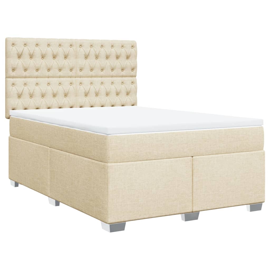 Cama box spring con colchón tela color crema 140x200 cm | Leroy Merlin