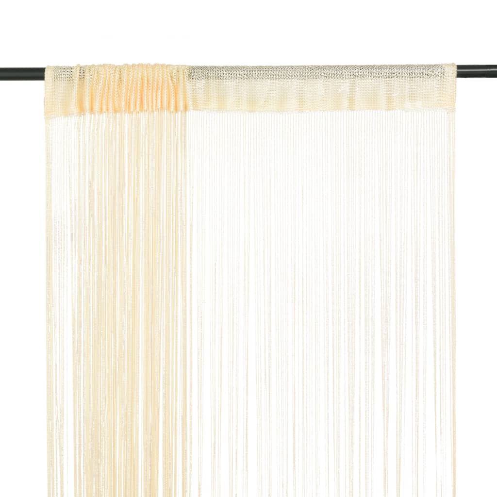 Rideau en fils 2 pcs 100 x 250 cm Crème CFW65197 | Leroy Merlin