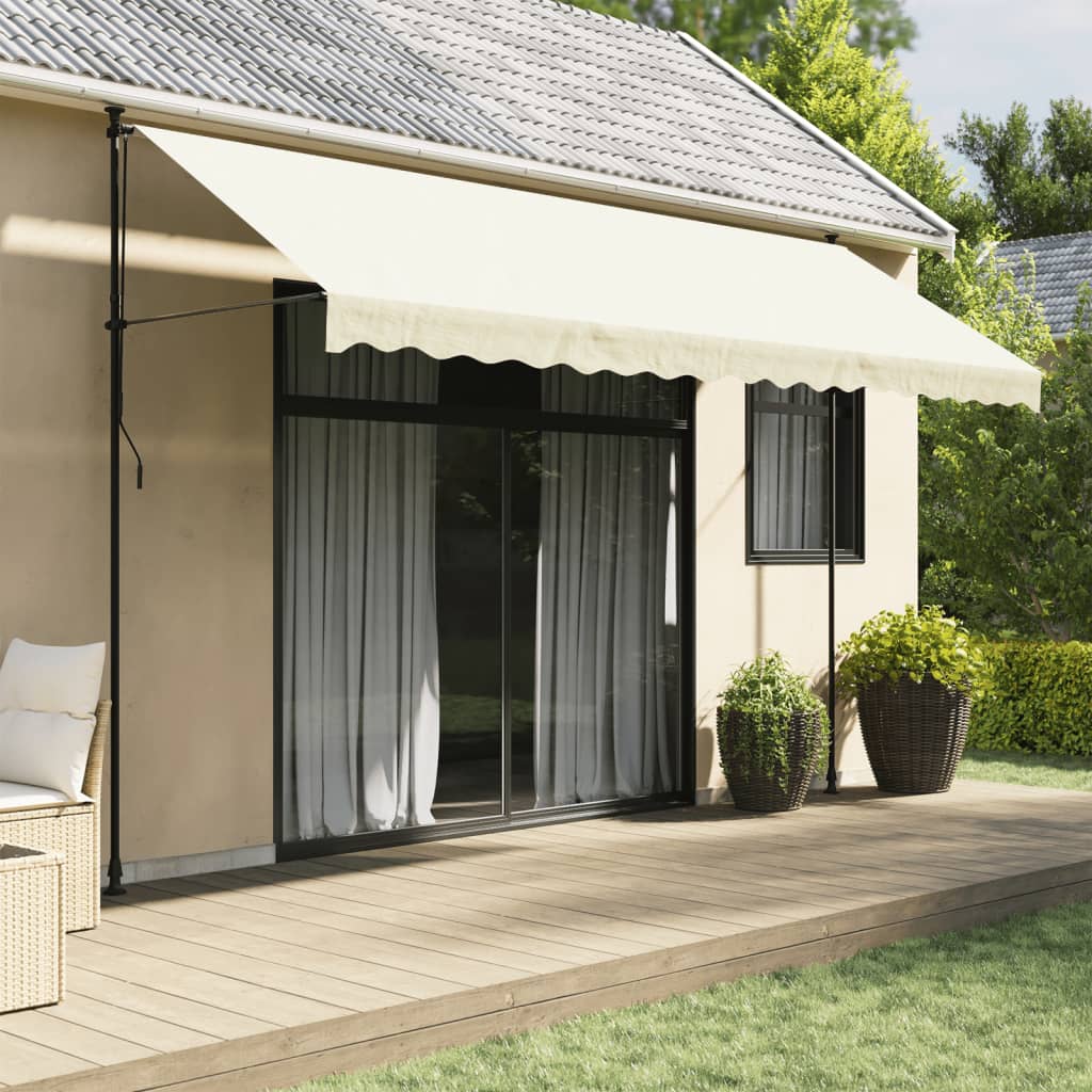VidaXL Tenda da Sole Retrattile Crema 400x150 cm in Tessuto e Acciaio ...