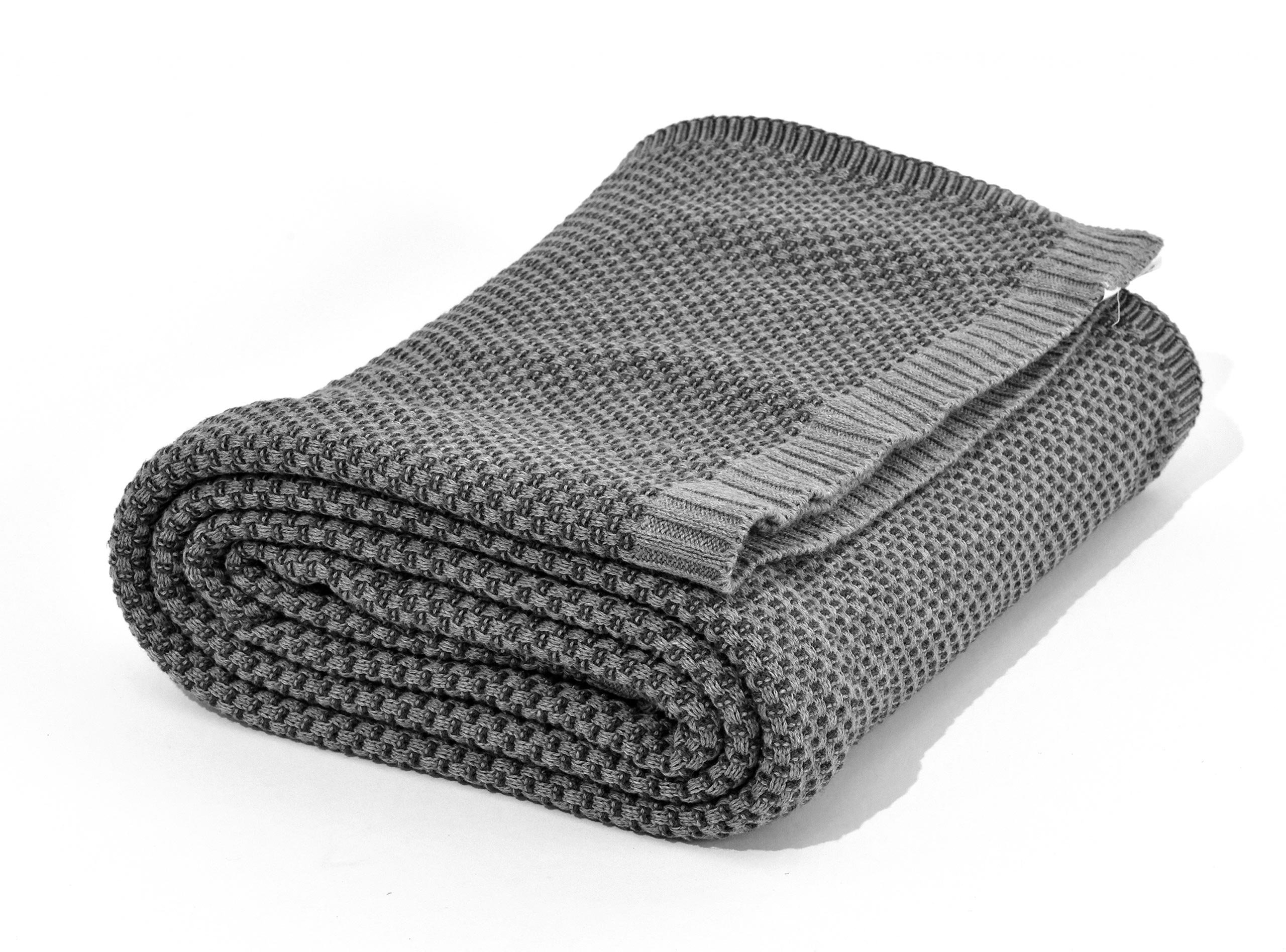 Nielsen HOME Plaid Akira tricoté, 150x200 cm, gris foncé / Gris clair ...