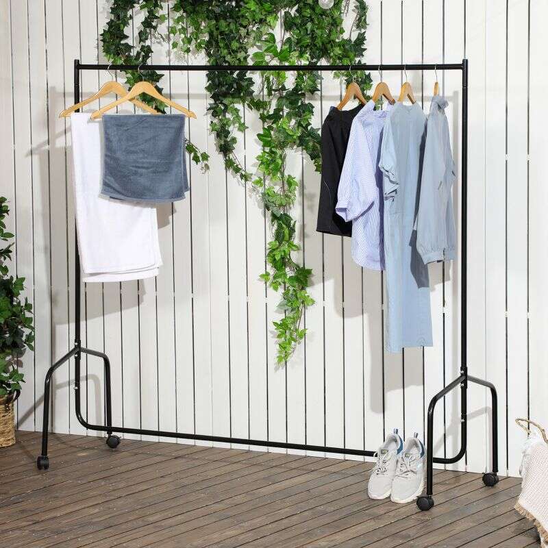 Portant à Vêtements avec Roulettes Tringle a Vêtement solide Charge 140 ...