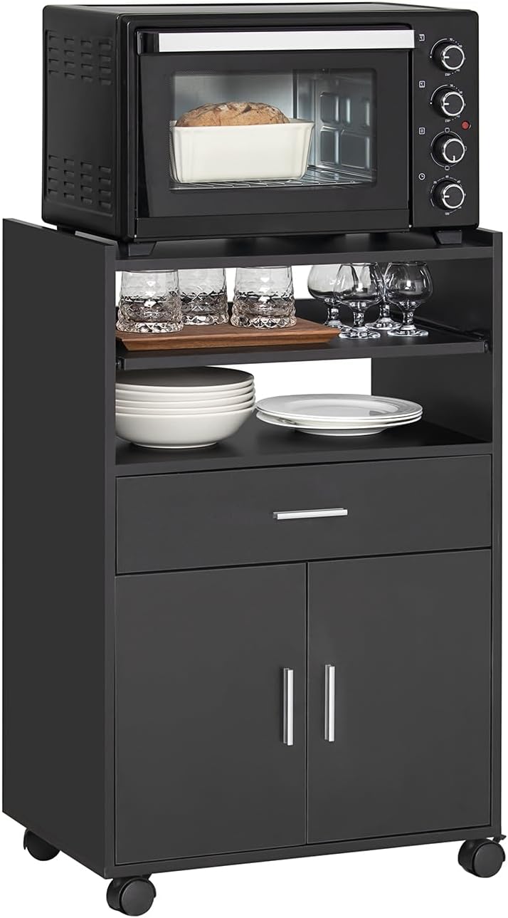 SoBuy FSB09-SCH Buffet Armoire Micro-Onde à roulettes Desserte Meuble ...