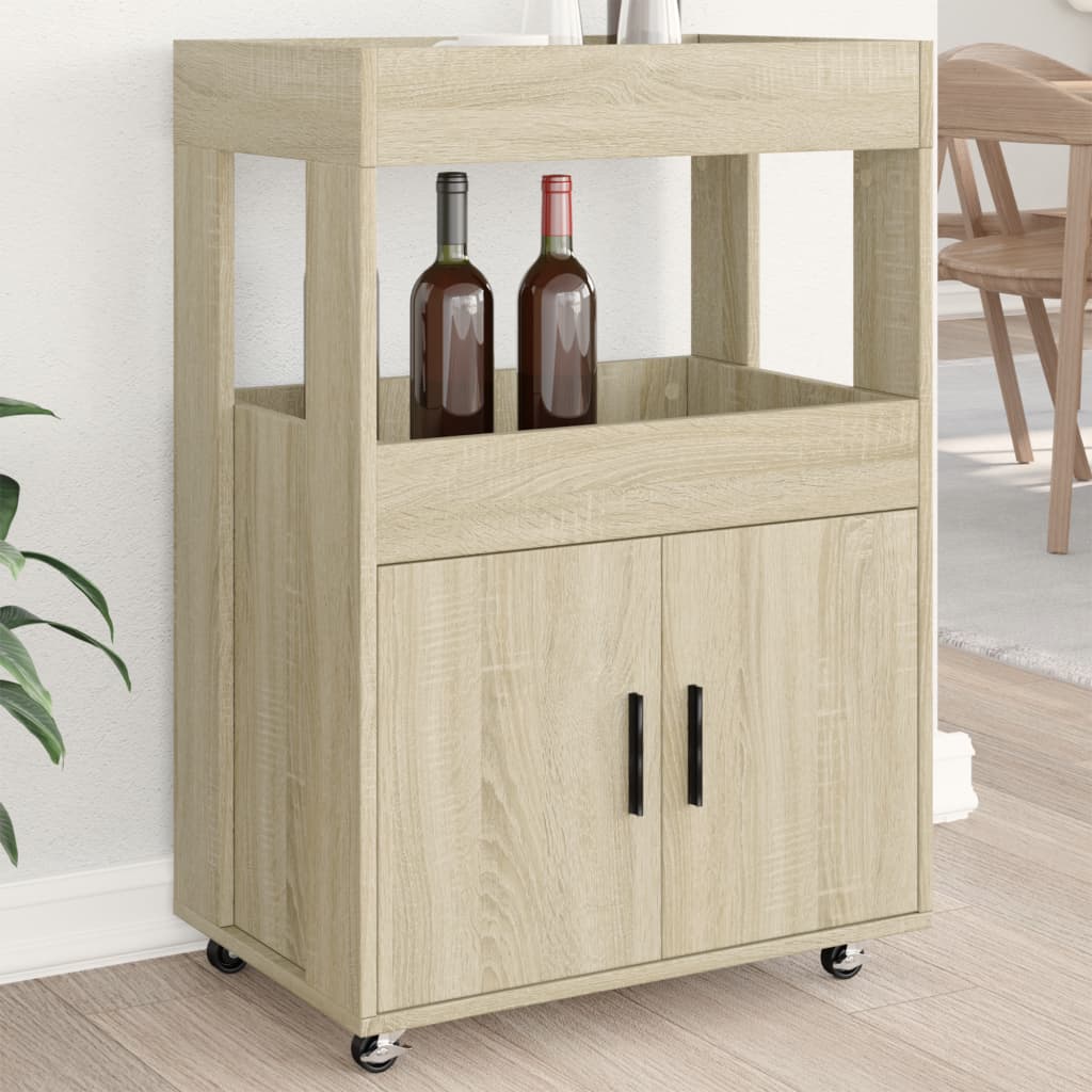 Chariot de bar chêne sonoma 60x39,5x89 bois d'ingénierie | Leroy Merlin