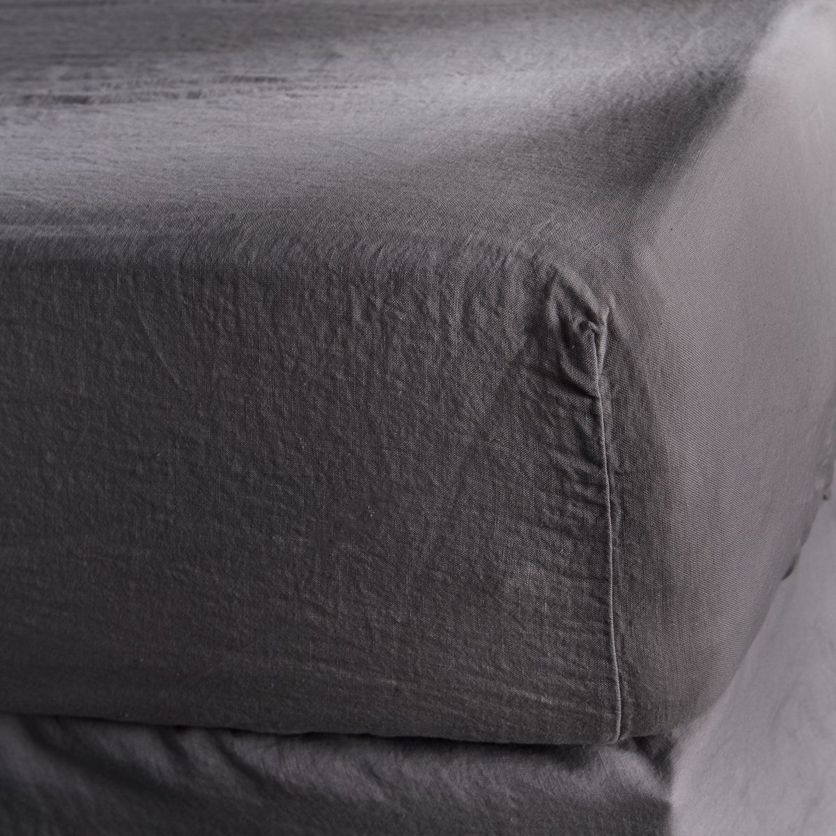 Drap housse Lin lav√© 2 personnes uni NAGHADA | Leroy Merlin