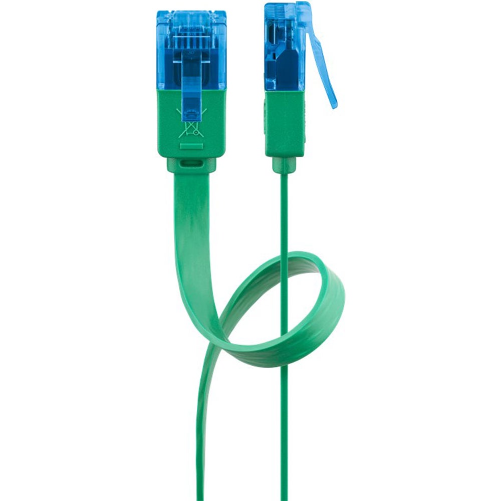Câble rj45 cat6a 5m non blindé plat vert GOOBAY | Leroy Merlin