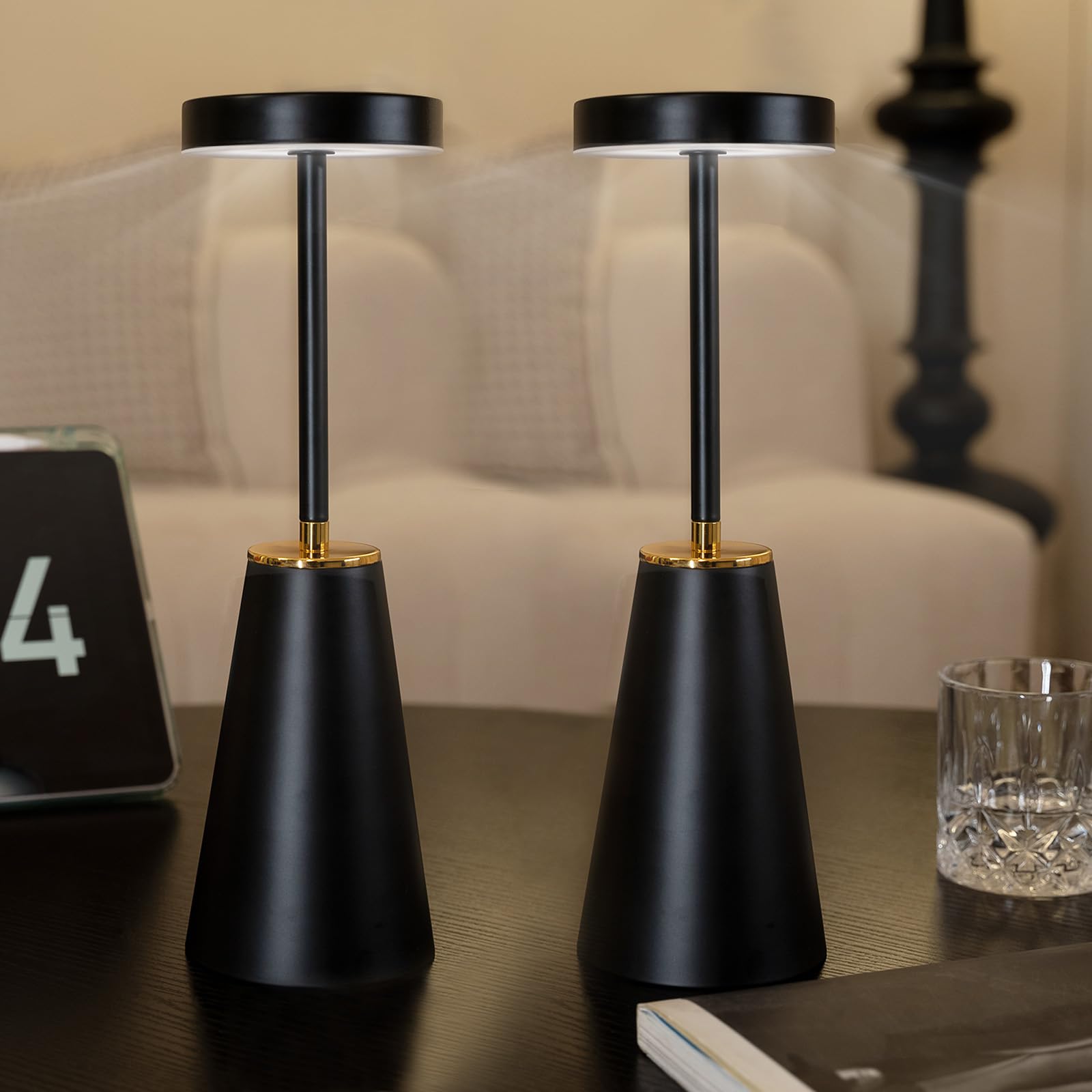 Lot de 2 lampes de table sans fil, lampes de bureau LED, lampes de ...