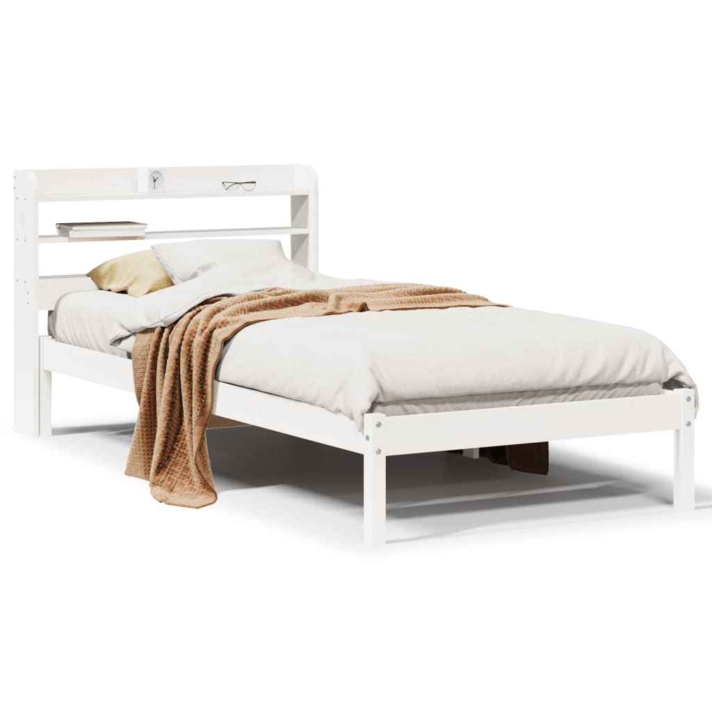 Lit Adulte | Lit simple | Cadre de lit sans matelas blanc 90x190 cm ...