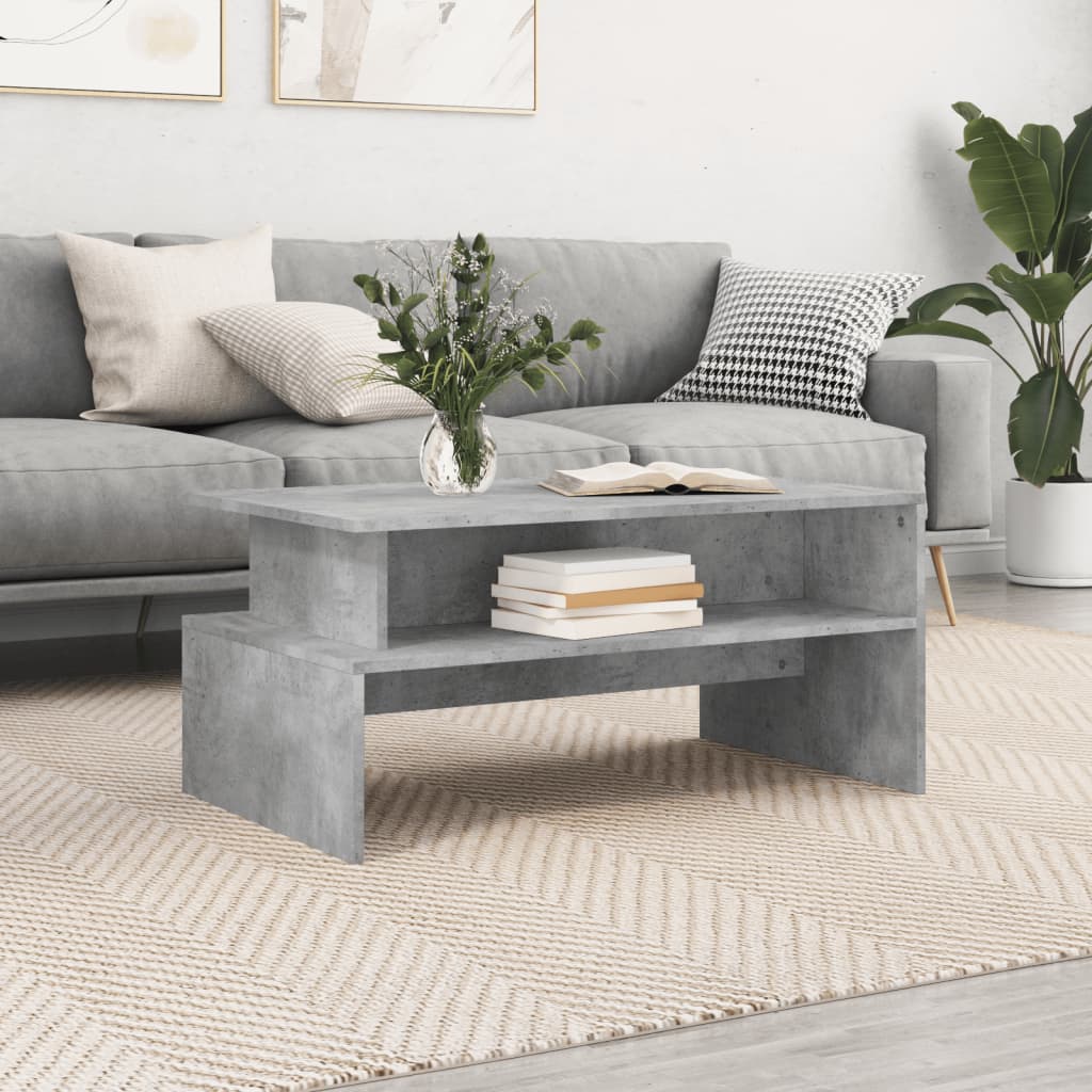 Table basse gris béton 90x55x42,5 cm bois d'ingénierie | Leroy Merlin