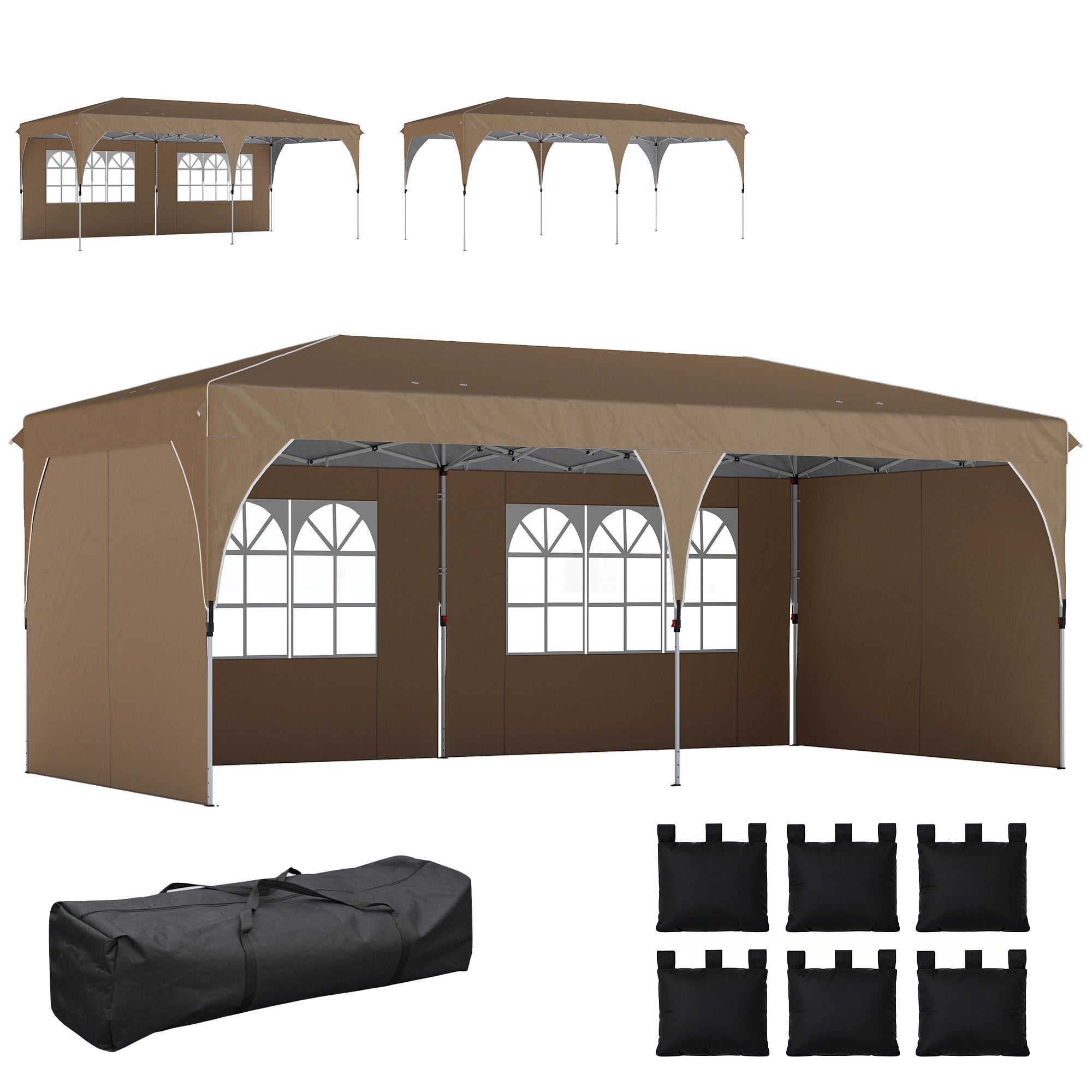 Carpa Plegable 6x3m Pop-up 4 Laterales UPF50+ Impermeable Beige | Leroy ...