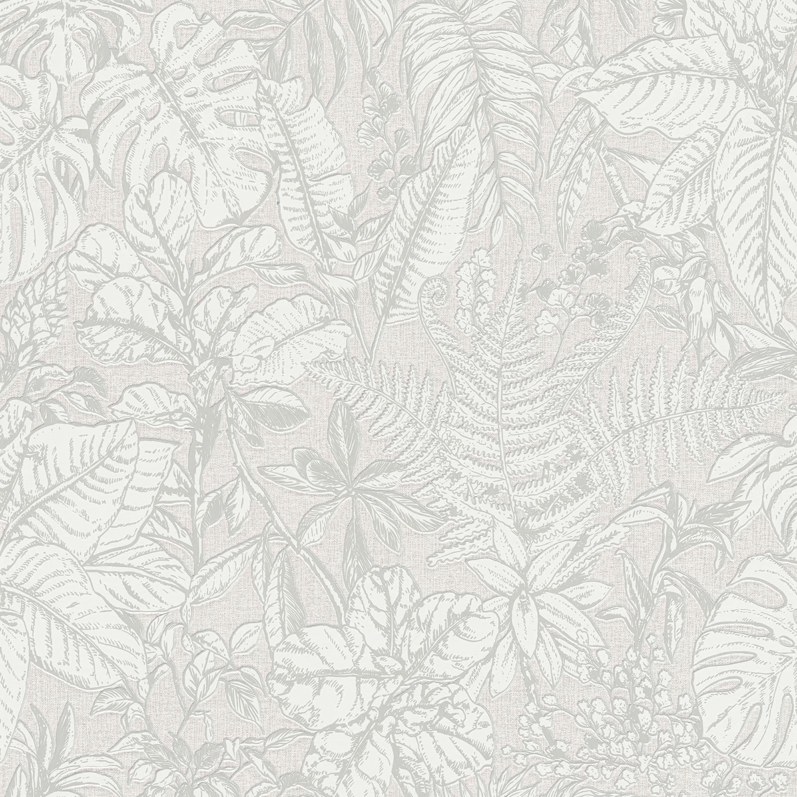 Papier peint à motif tropical gris Tapisserie florale couleur claire ...