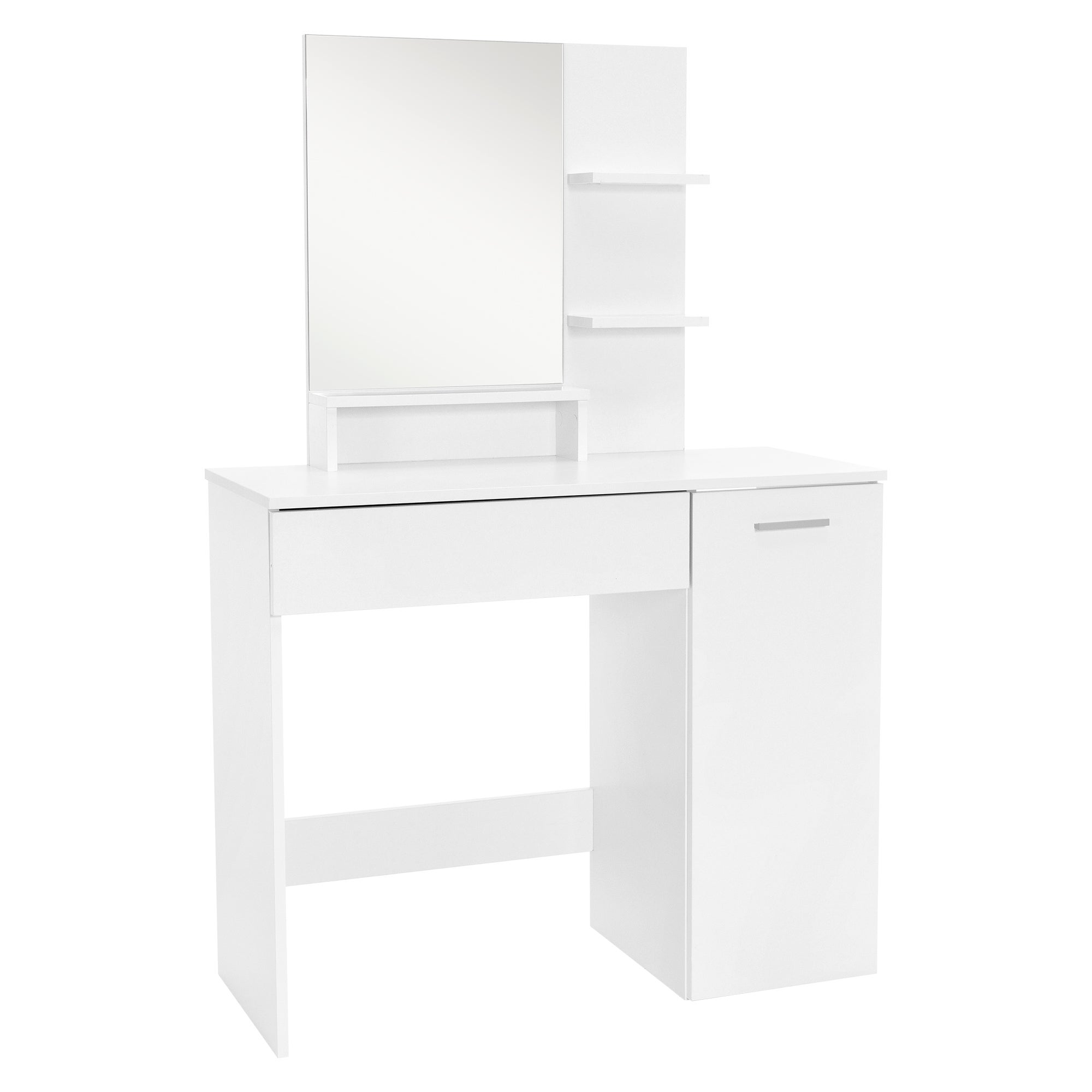 Coiffeuse moderne avec miroir + tabouret de maquillage en MDF blanc ...