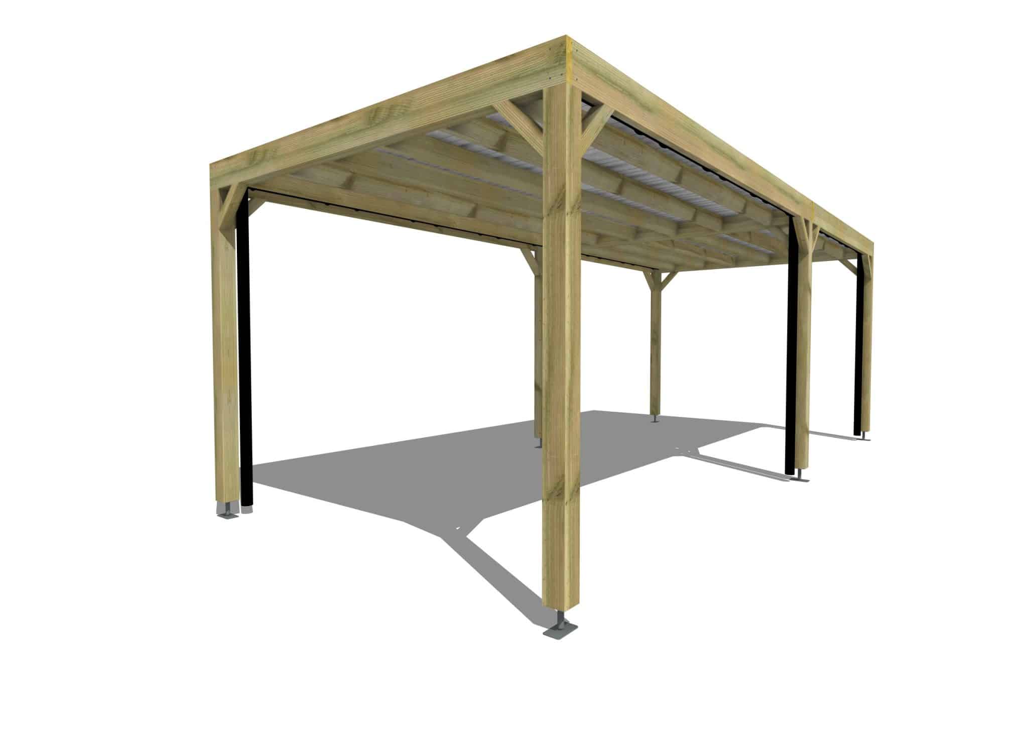 Carport bois • 7m x 3m • indépendante • sens largeur • livraison ...