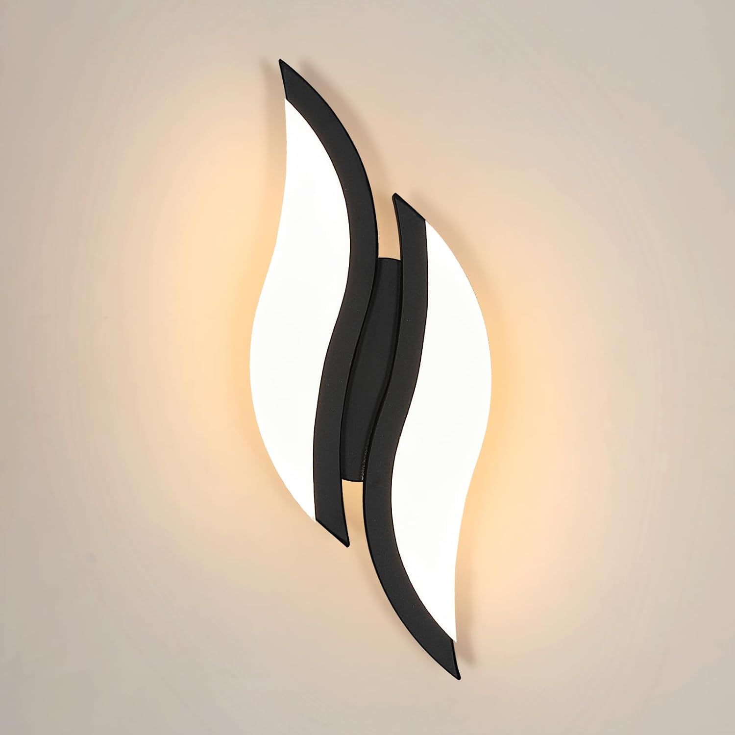 COMELY Aplique De Pared LED Negro Forma Hoja 12W, Luz Cálida 3000K ...