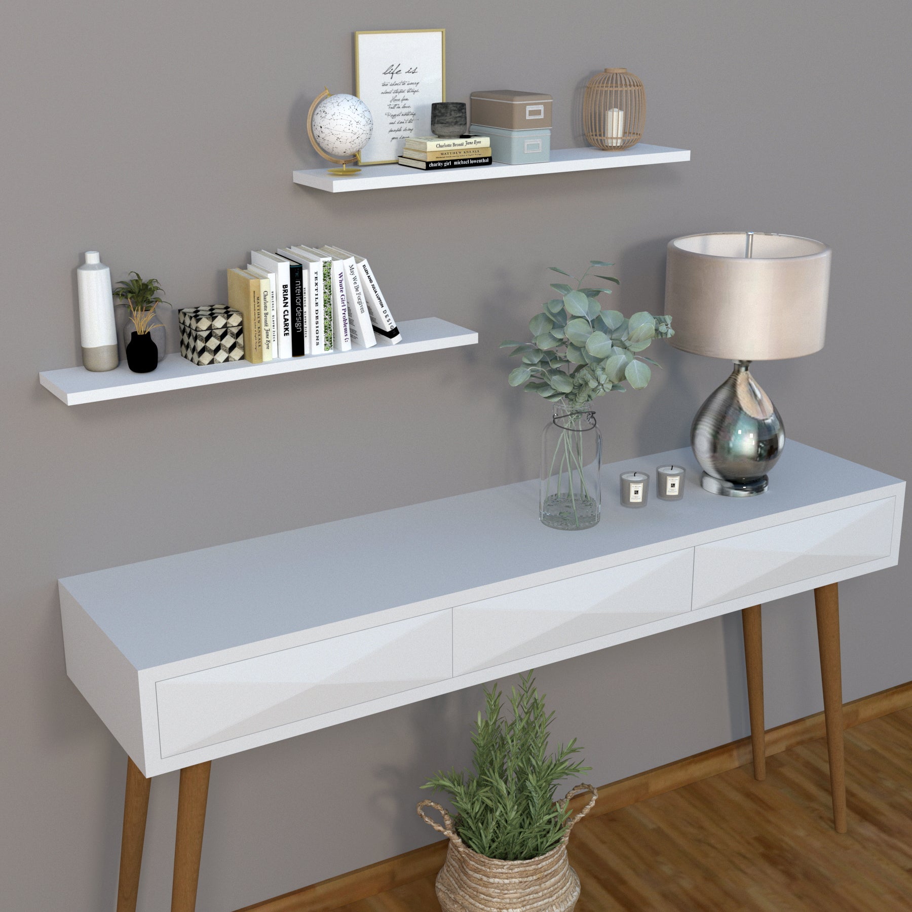 Henor Étagère murale en Bois FSC® 100 x 20 x 2.5 cm Support caché ...