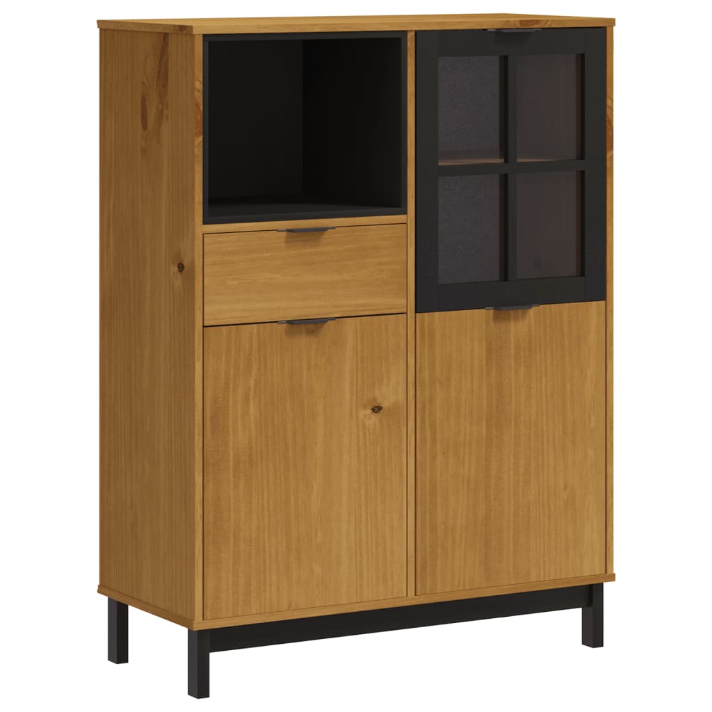 Buffet haut FLAM avec porte vitrée, bois de pin, 92x40x122,5 cm | Leroy ...