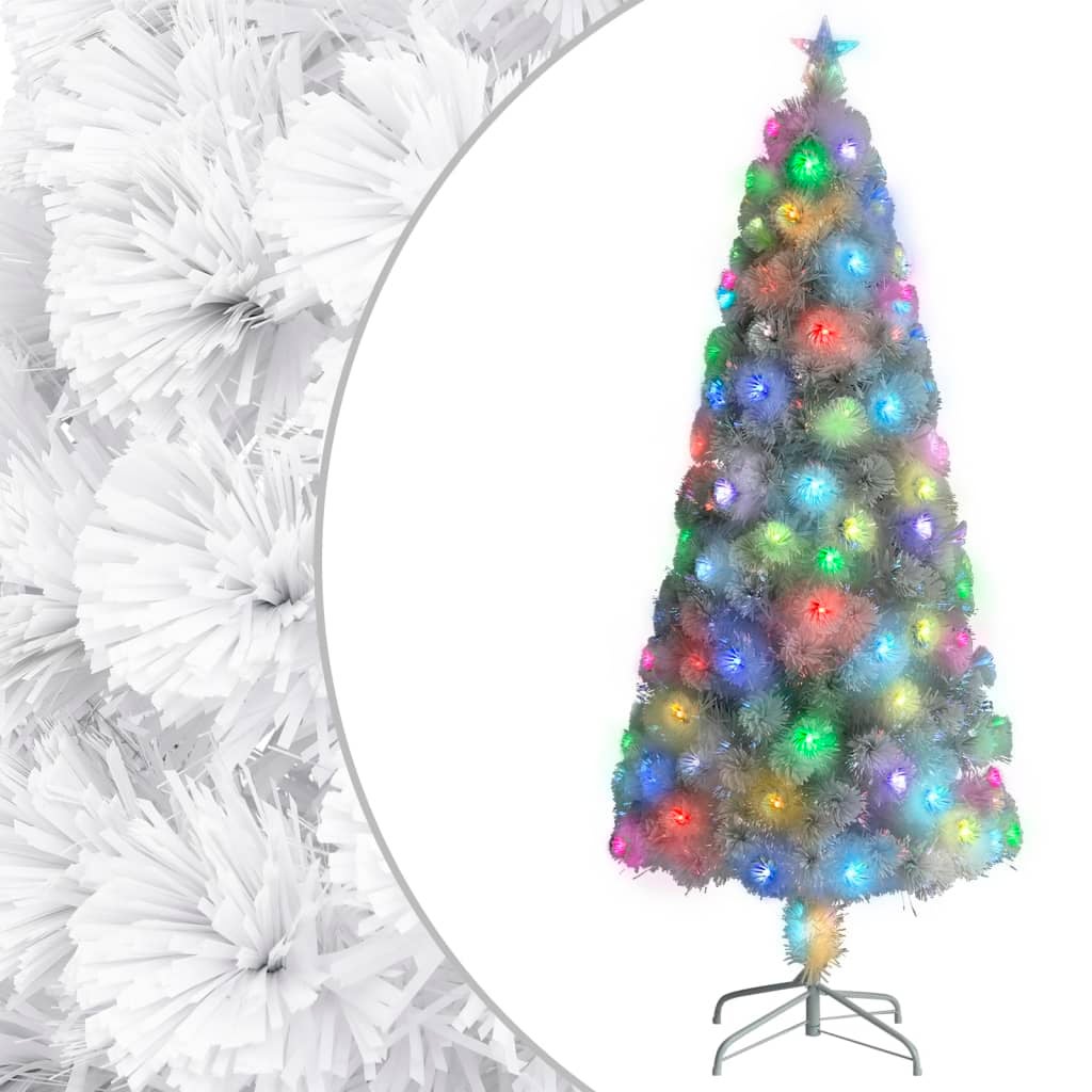 Árbol de Navidad artificial preiluminado blanco 180 cm fibra óptica ...