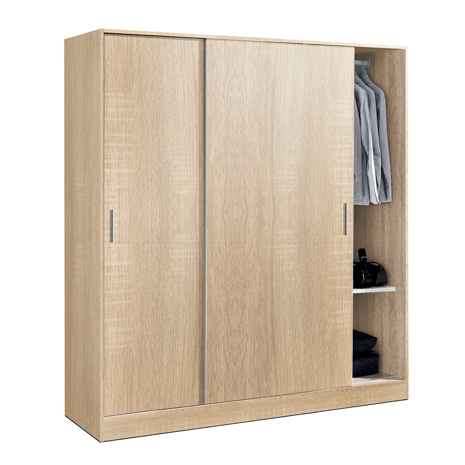 Armoire / placard de rangement de 2 portes coulissantes coloris Chêne ...