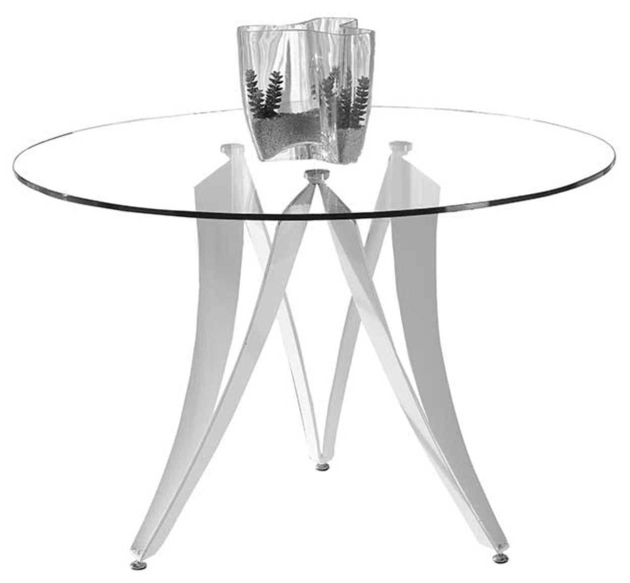 Table à manger ronde design Beniza 120cm - Plateau verre trempé et ...