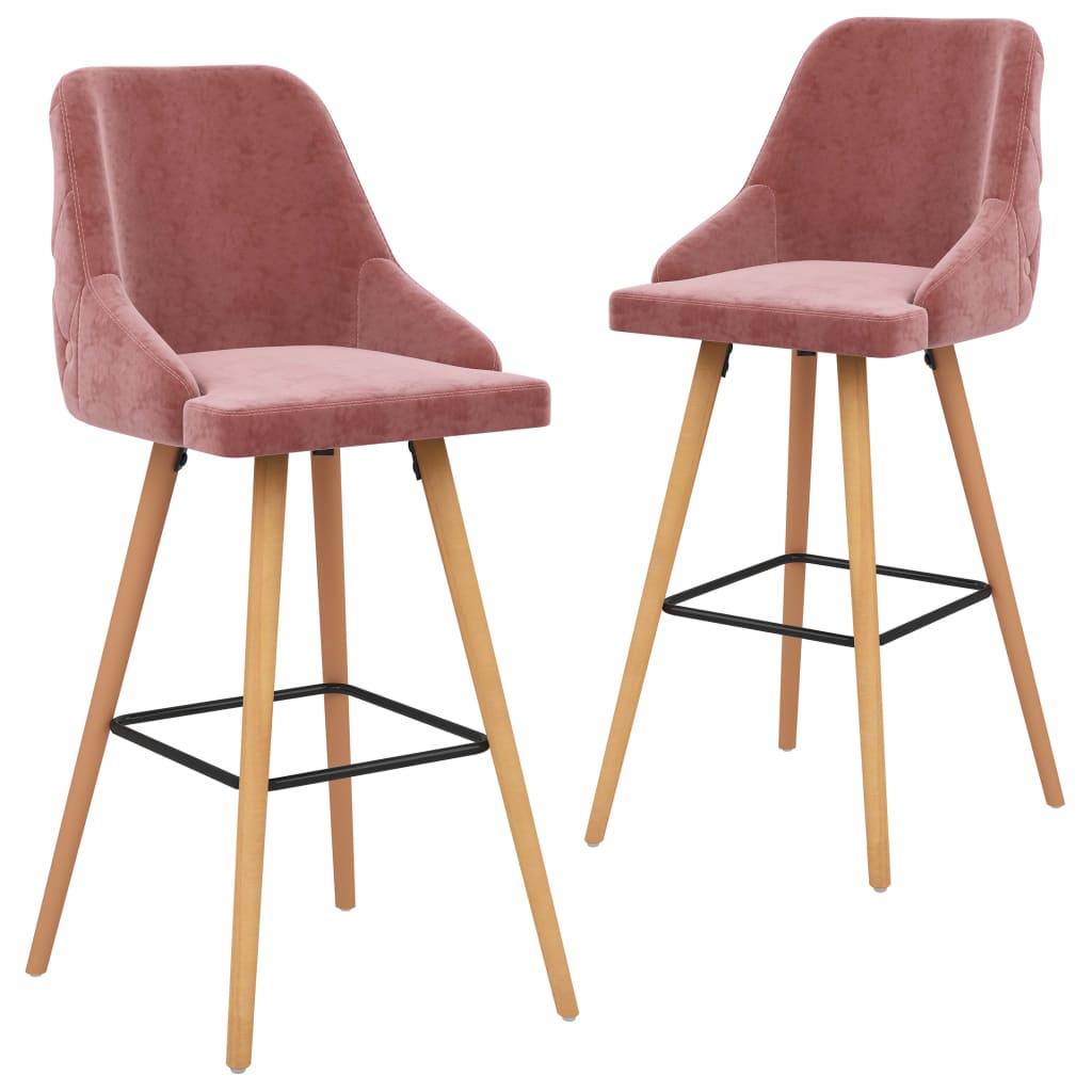 Tabourets de bar 2 pcs Rose Velours Lounga | Leroy Merlin