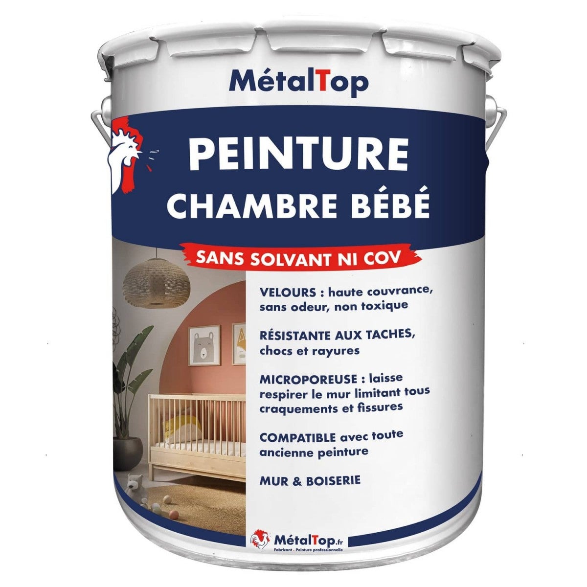 Peinture Chambre Bebe - Rouge saumon - RAL 3022 - 5 L - Métaltop | Bricoman