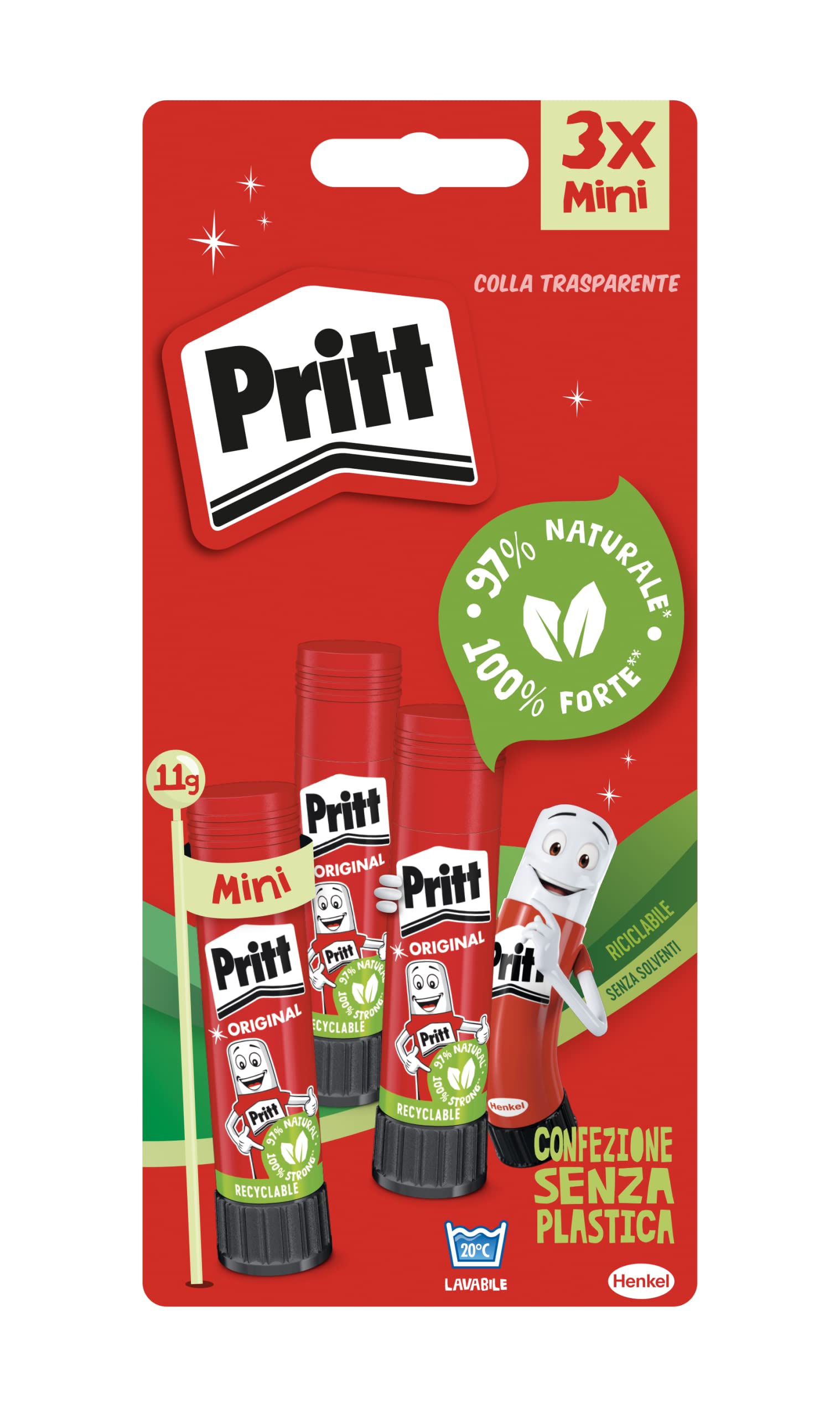 Pritt Colla Stick 3 X 11 gr, Colla per Bambini Sicura e Affidabile ...