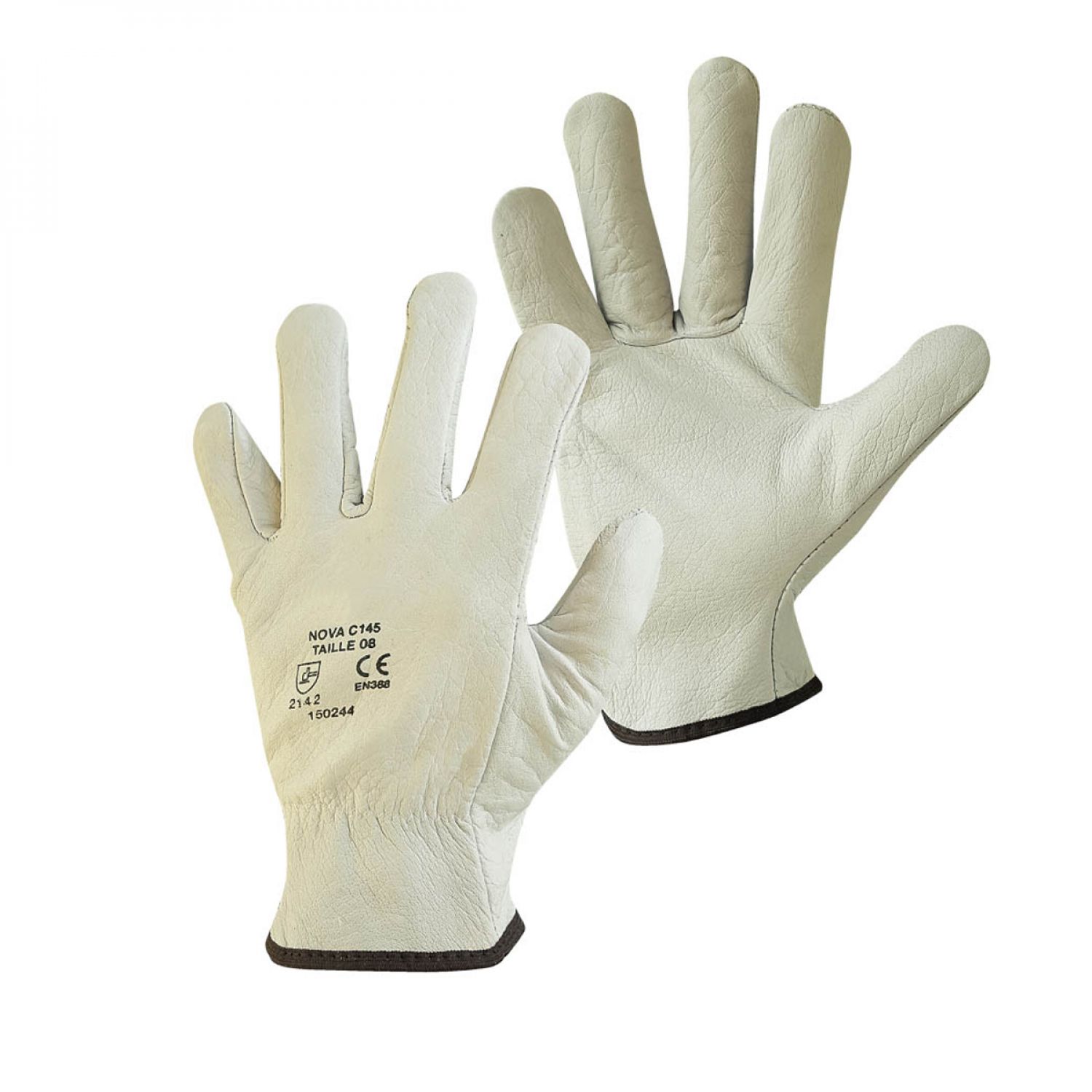 Paire de gants de protection pro cuir 100% - Taille 9 - L - Blanc ...