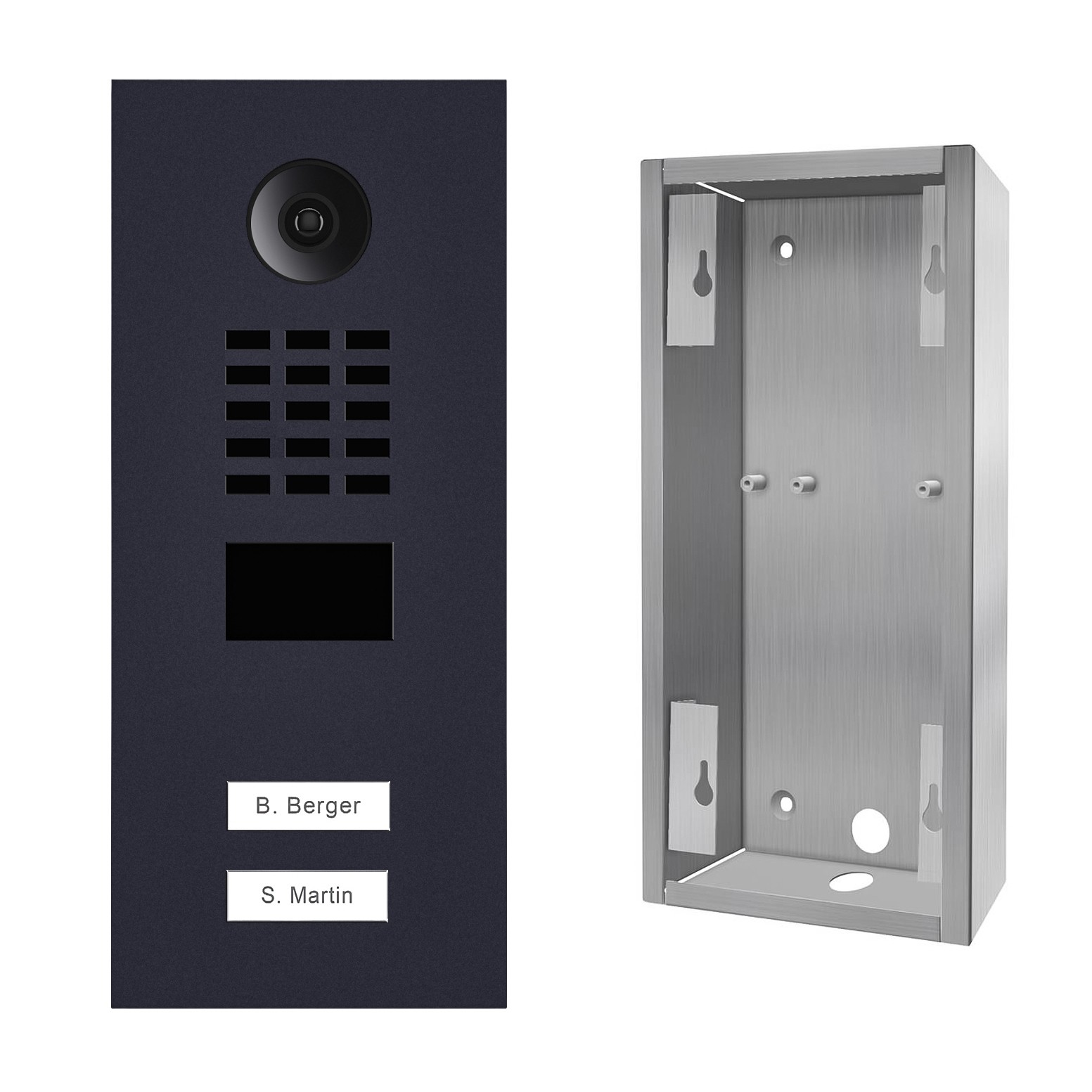 Portier vidéo IP 2 sonnettes D2102V Anthracite + Support de montage ...