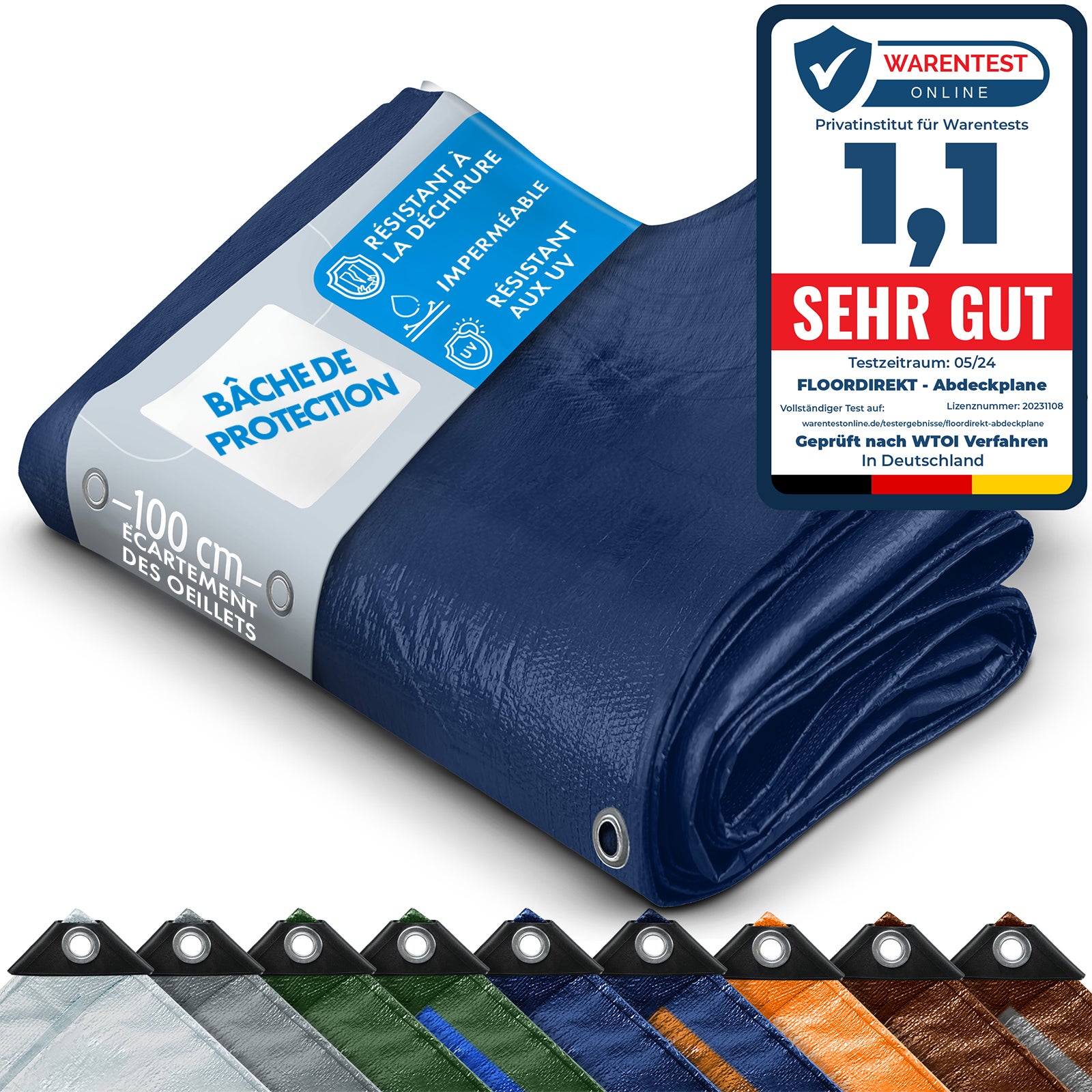 Bâche de protection imperméable 240 g/m² Bleu 6 x 10 m | Leroy Merlin