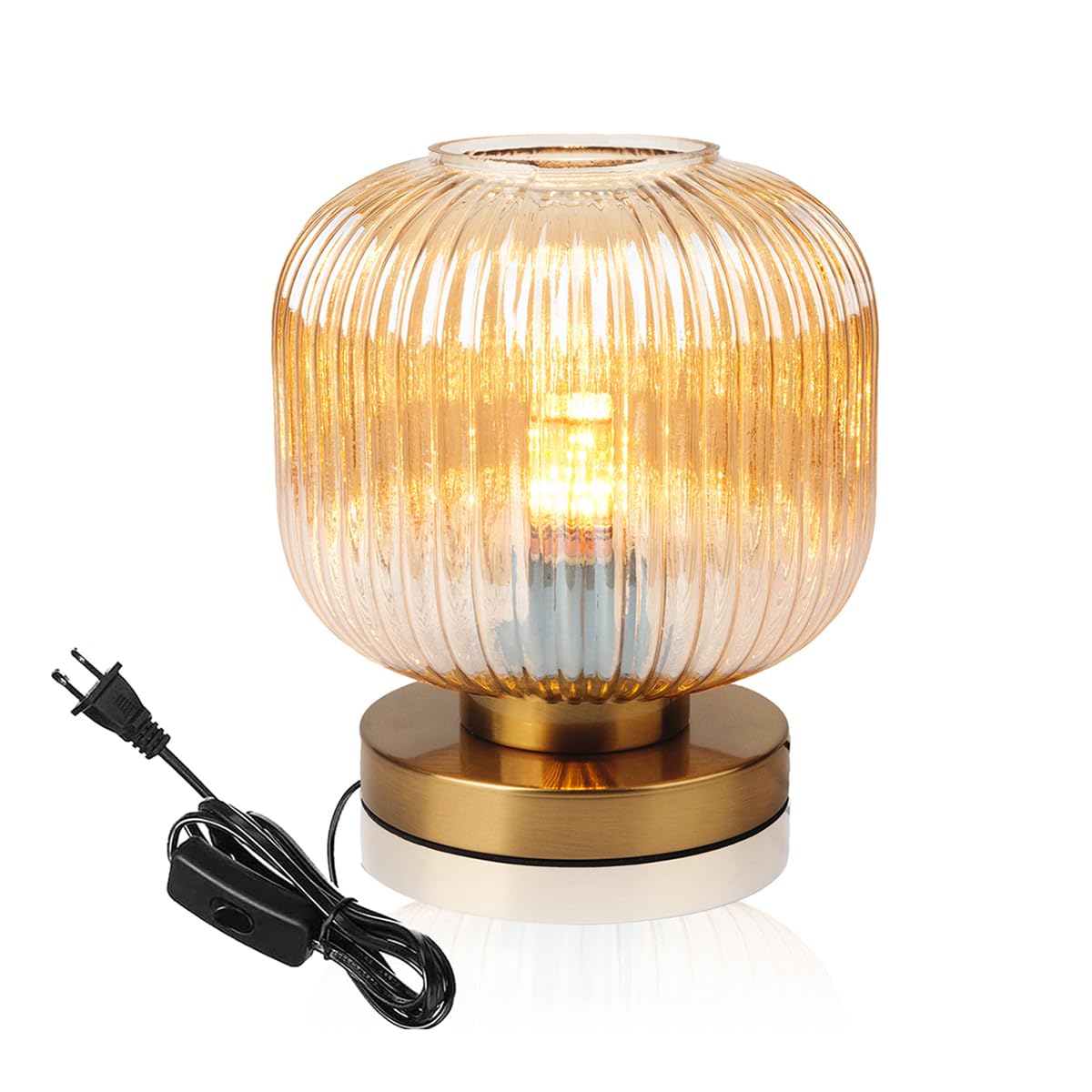 Lampe de table ambrée nordique, lampe de chevet moderne avec abat-jour ...