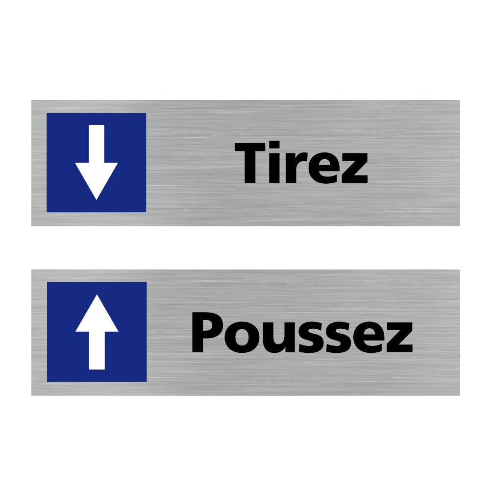 Lot de 2 Pictogrammes de porte Poussez/Tirez (Q0438) Matière Aluminium ...