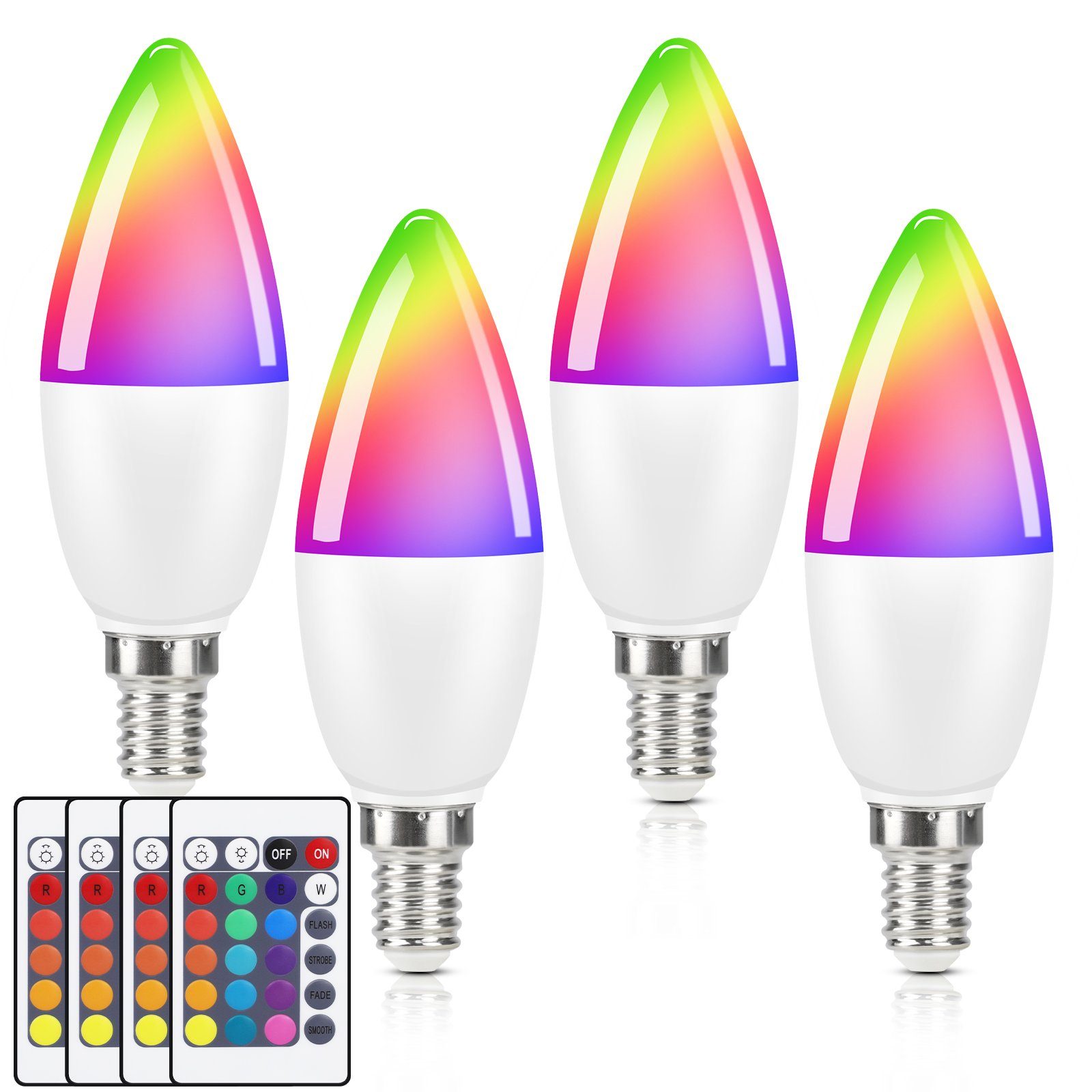 ZMH LED bulb colour change E14 candle/globe RGB 3000k 4w warm white ...